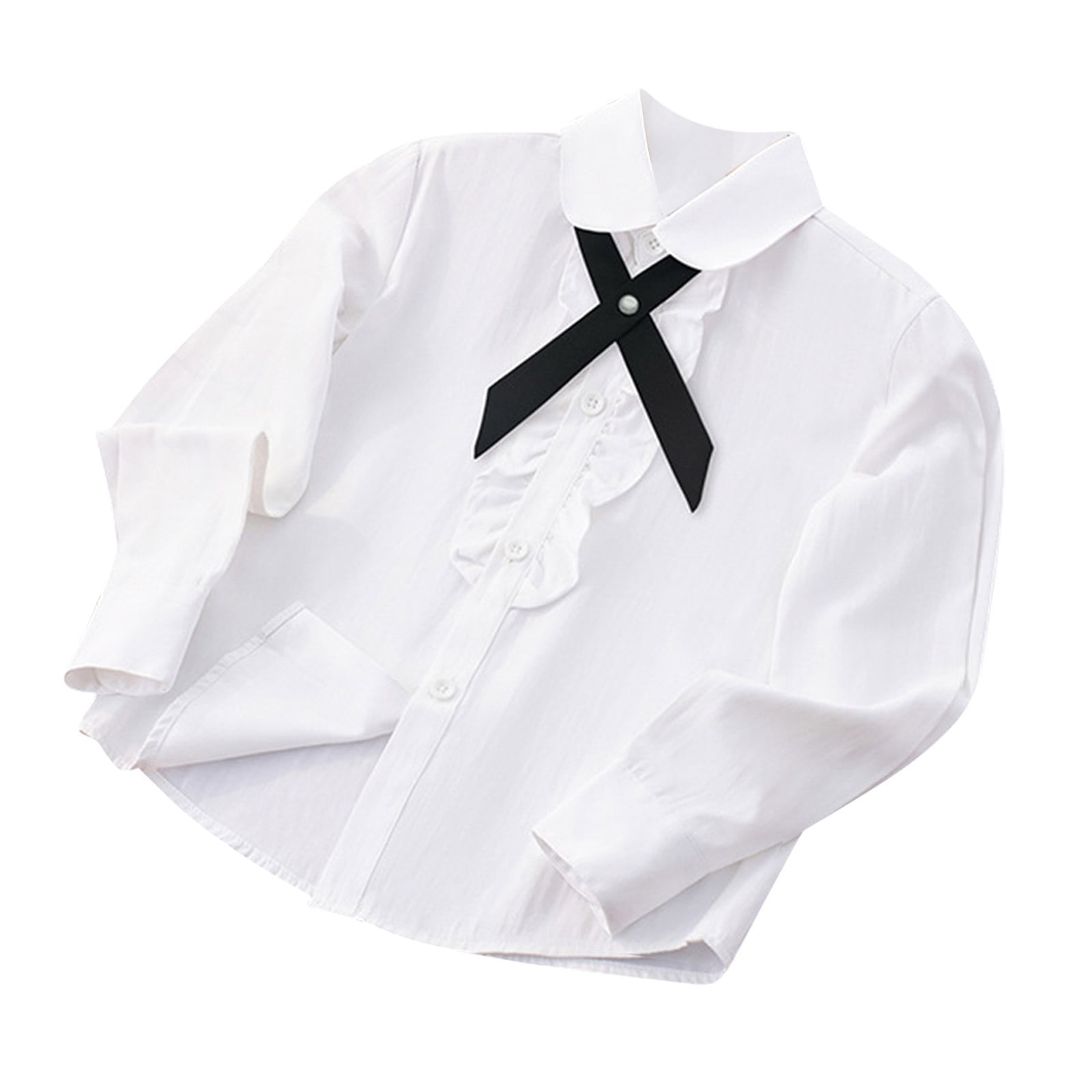 ZACPNCV Girls Long Sleeve School Shirts Blouse Tops Ruffle Princess ...