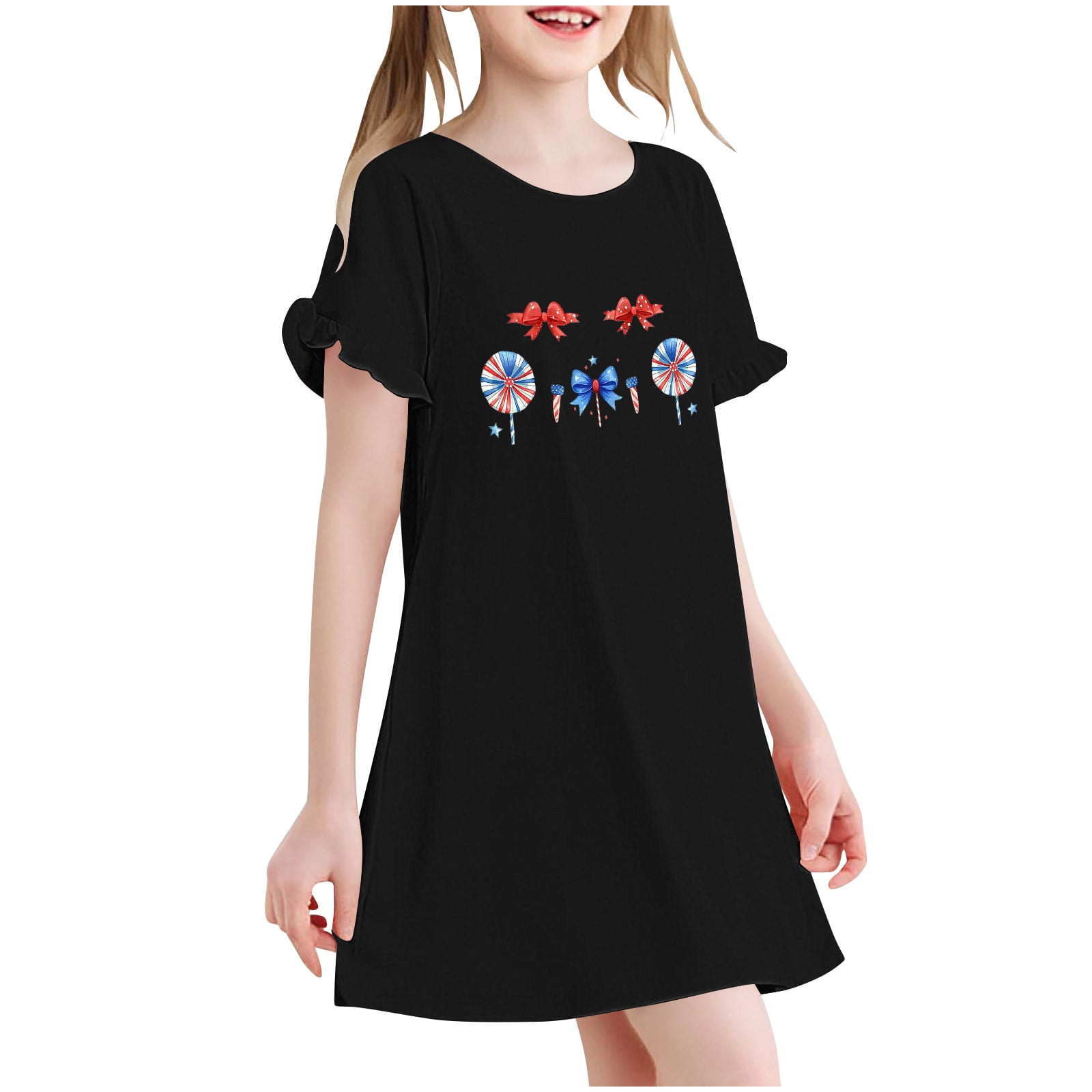 ZACPNCV Girls Pajamas Dress Nightgowns Tshirts Sleepover Casual Spring ...