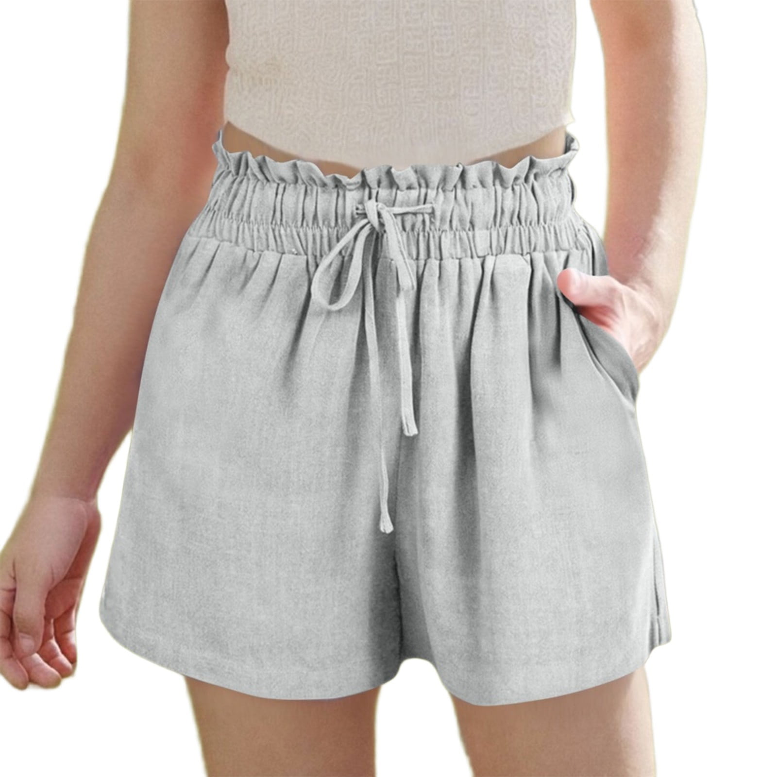 ZACPNCV Girls Paper Bag Shorts High Waisted Lace-Up Cute Ruffle Casual ...