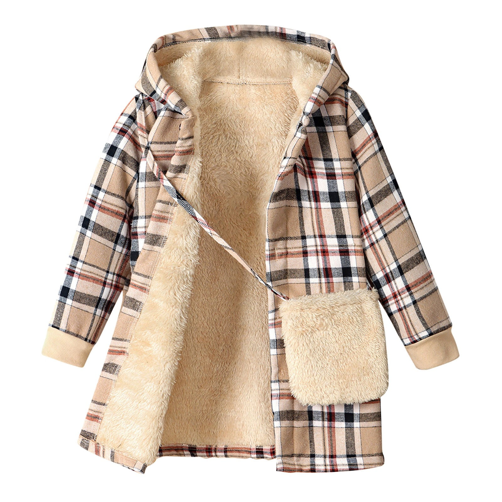 ZACPNCV Girls Plaid Sherpa Lined Flannel Shirt Jacket Button Up Warm ...