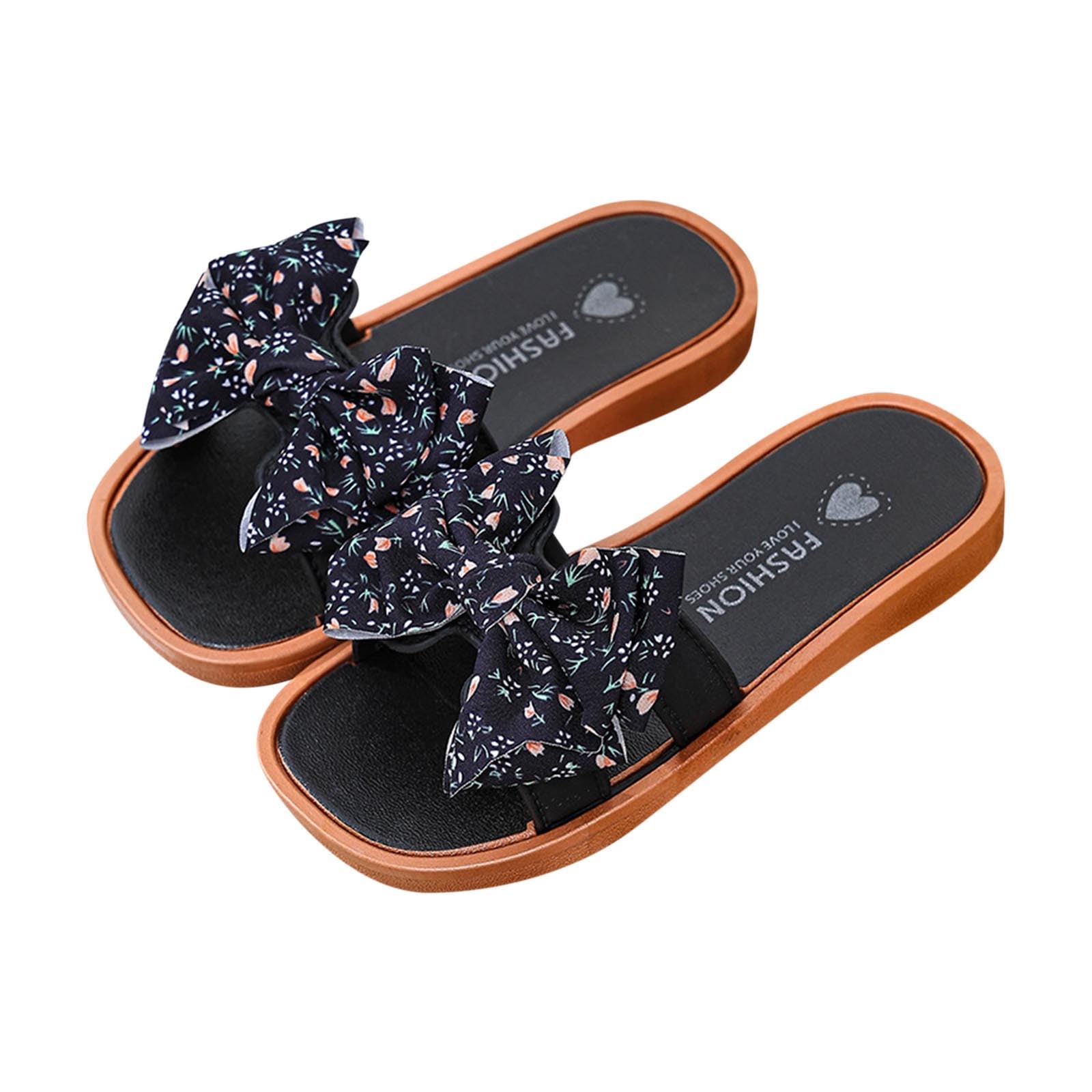 ZACPNCV Girls Soft Polka Dot Bow Pearl Slip-On Slides Sandals Summer ...