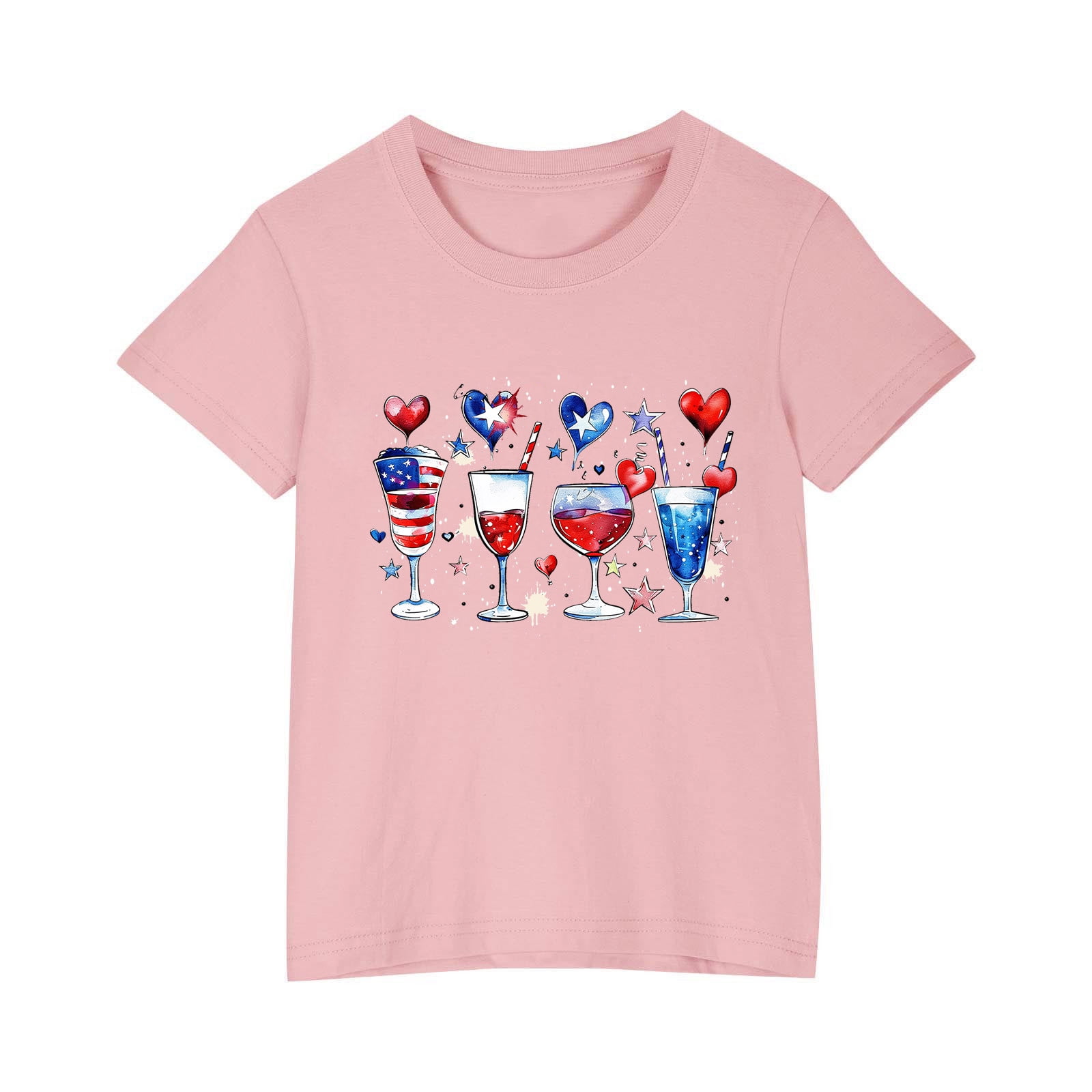 ZACPNCV July 4th Shirts for Boy Girl Crew Neck Short Sleeve Shirt ...