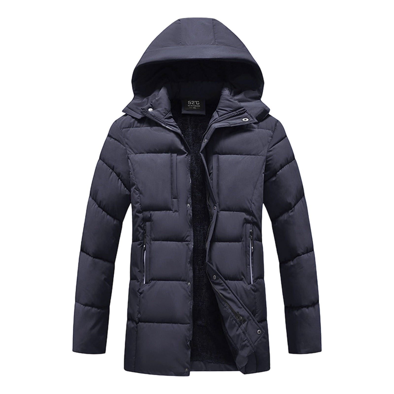 ZACPNCV Men's Winter Hooded Jacket Long Thick Warm Down Cotton Padded ...