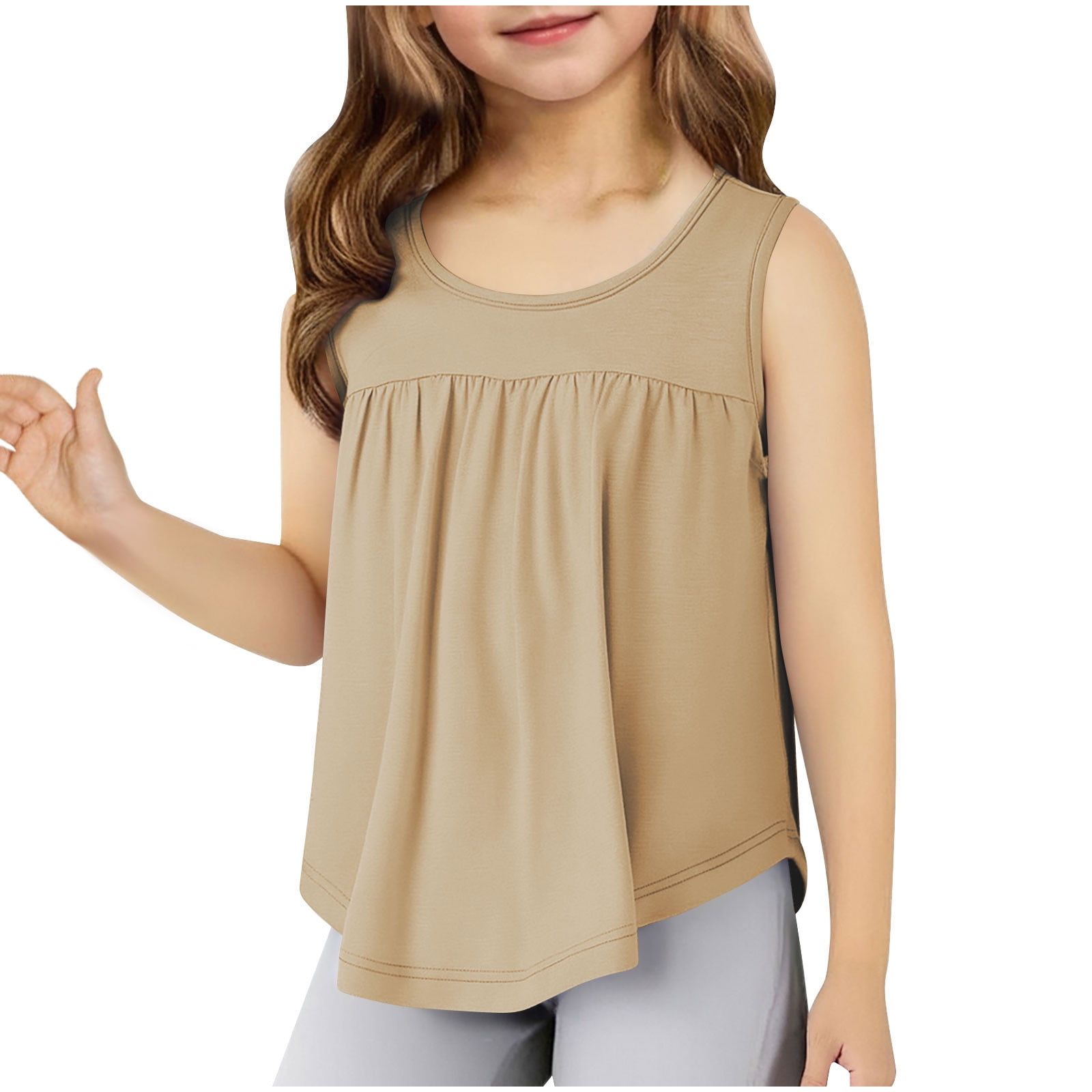 ZACPNCV Tank Top Girls Summer Casual Spring Sleeveless Tee Shirt Basic ...