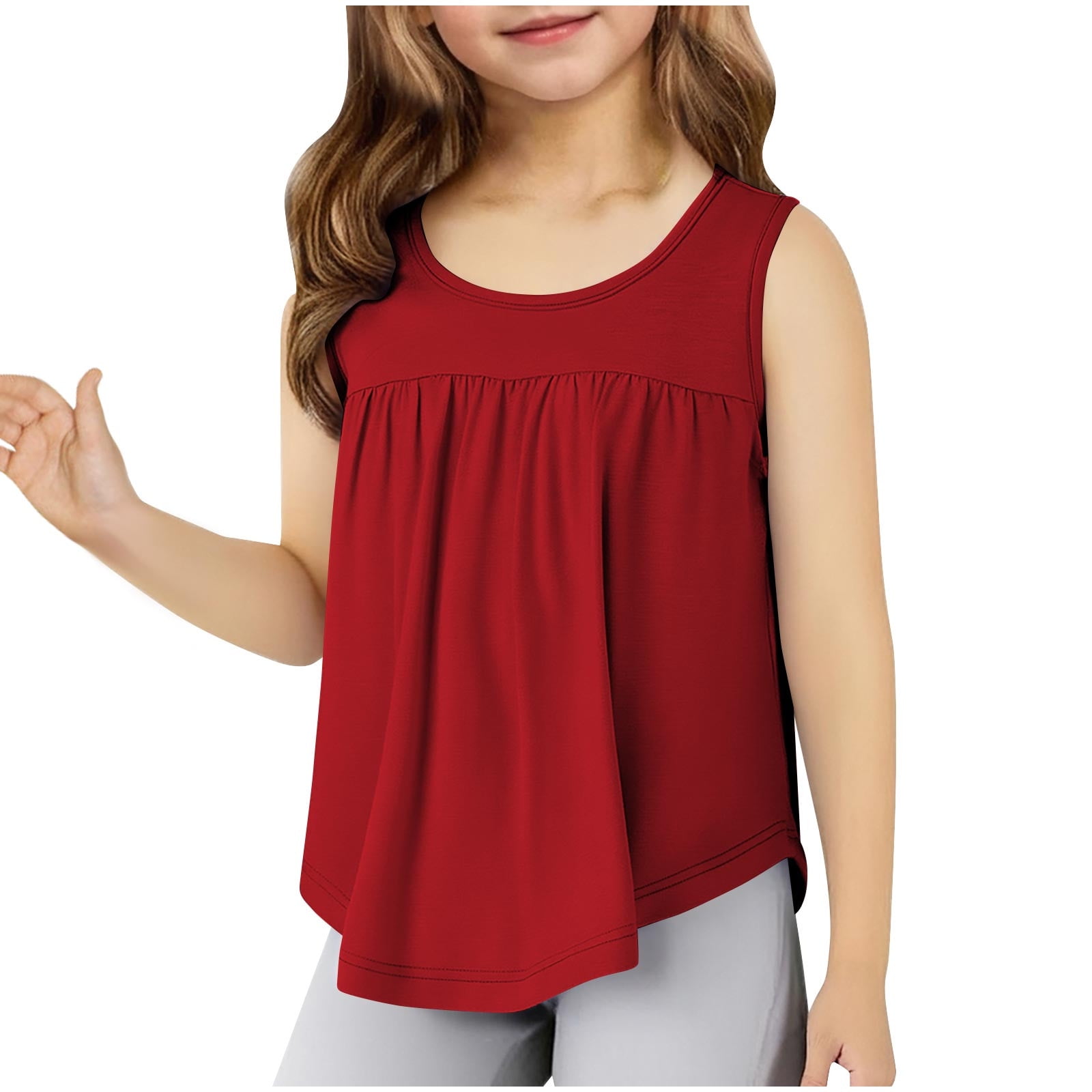 ZACPNCV Tank Top Girls Summer Casual Spring Sleeveless Tee Shirt Basic ...