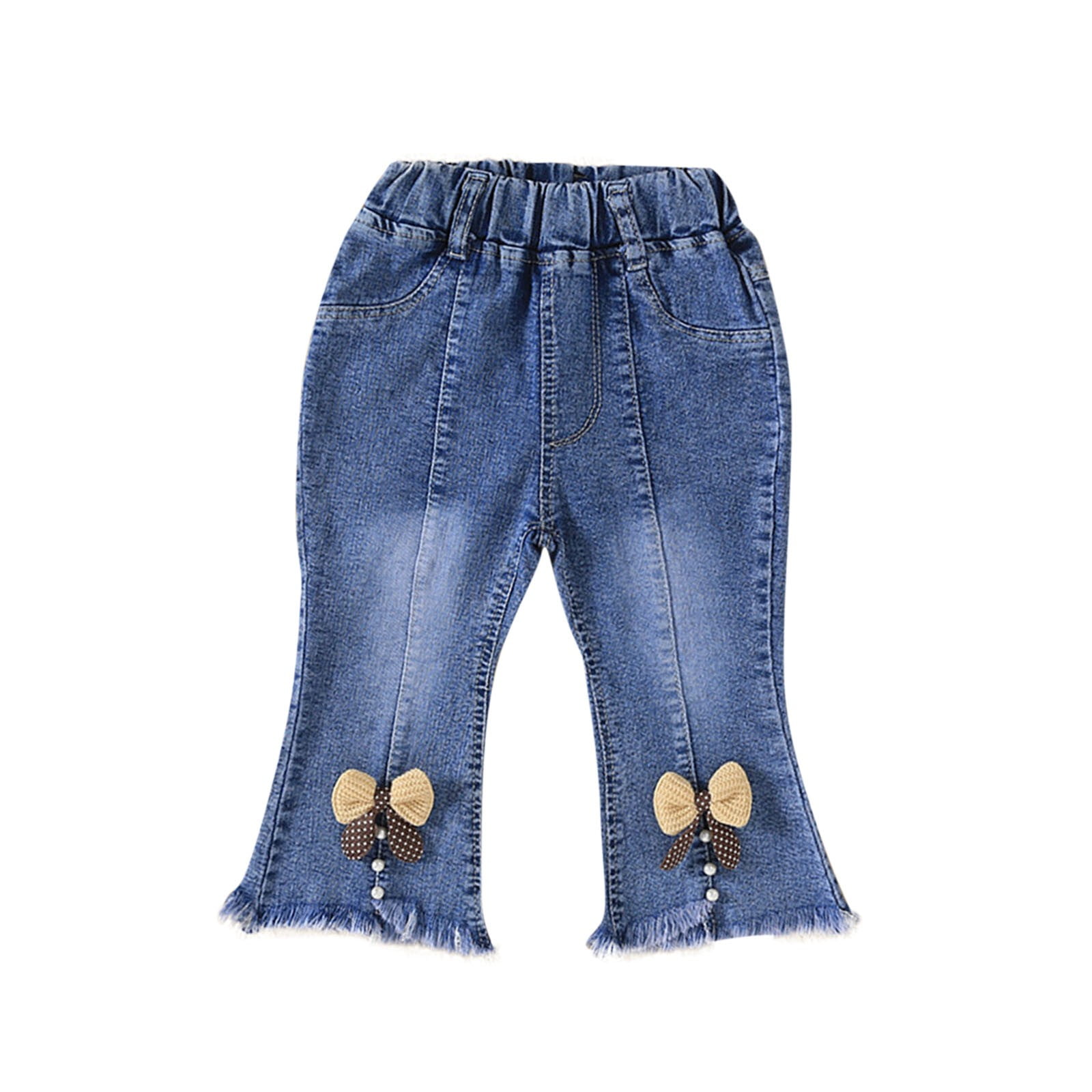 ZACPNCV Toddler Kids Flare Jeans for Girls Casual Denim Pants Bottoms ...