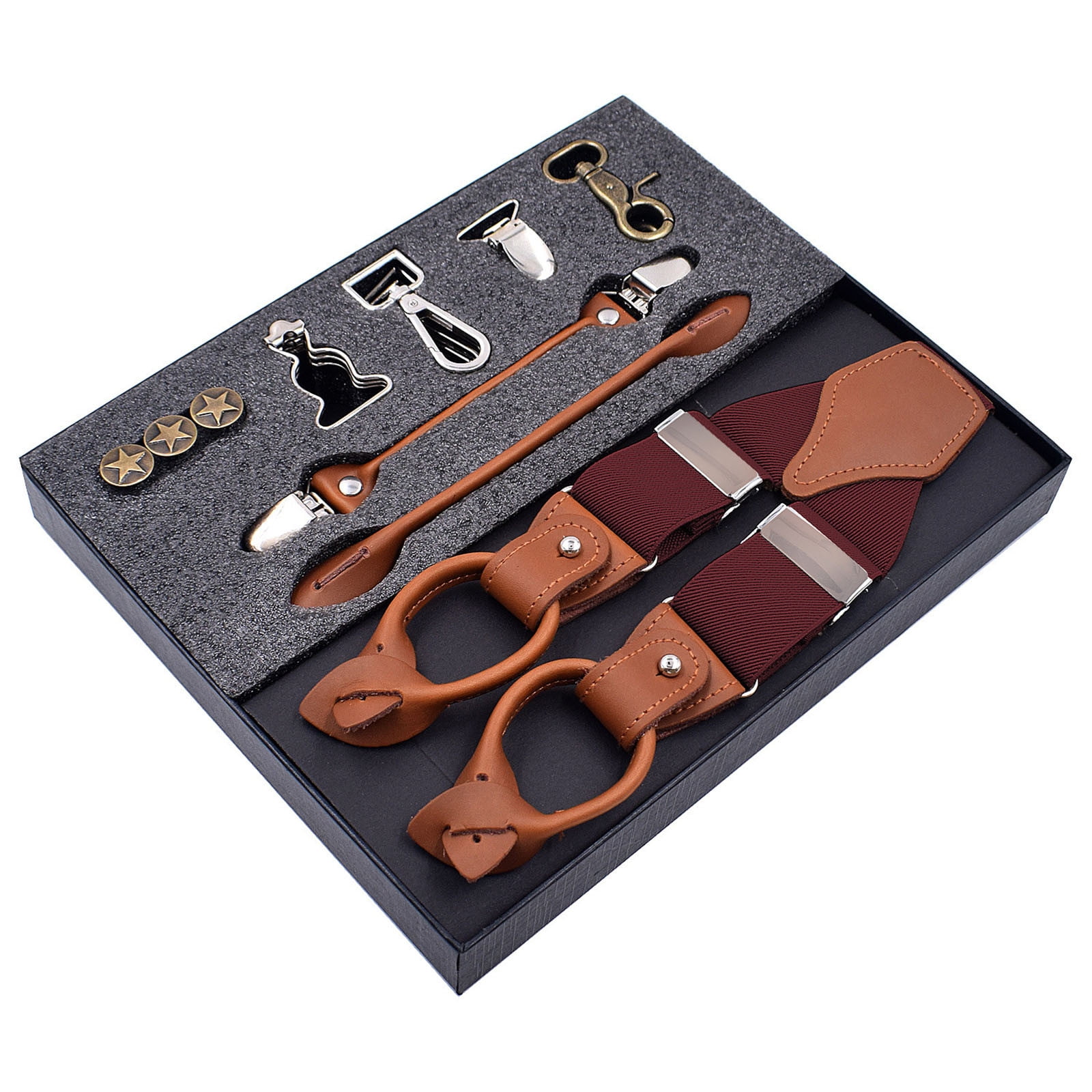 ZACPNCV Unisex Multi Function Suspenders Set Adjustable Clip On Straps ...
