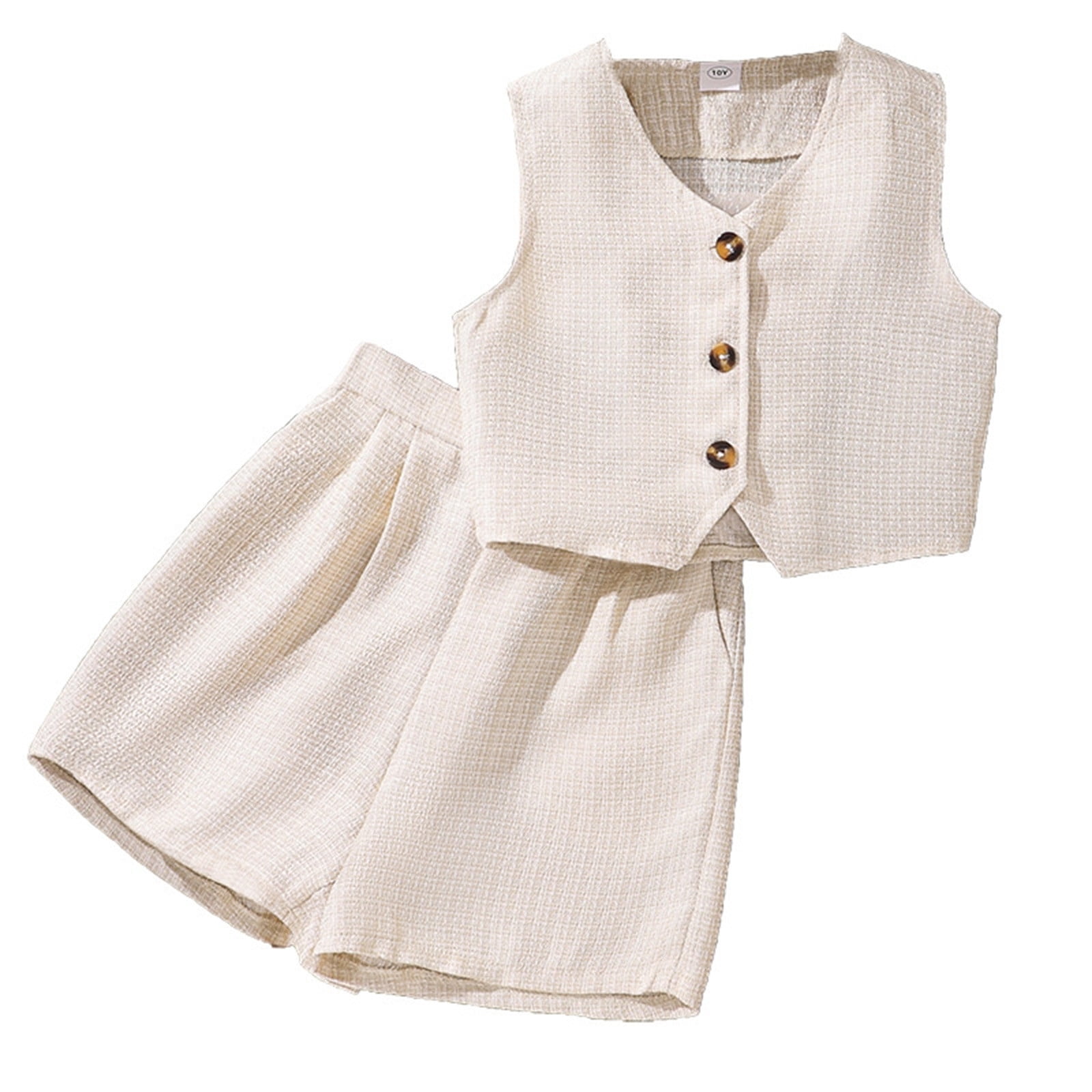 ZACPNCV Vest Shorts Suit for Girls Solid Single Breasted Waistcoat Top ...