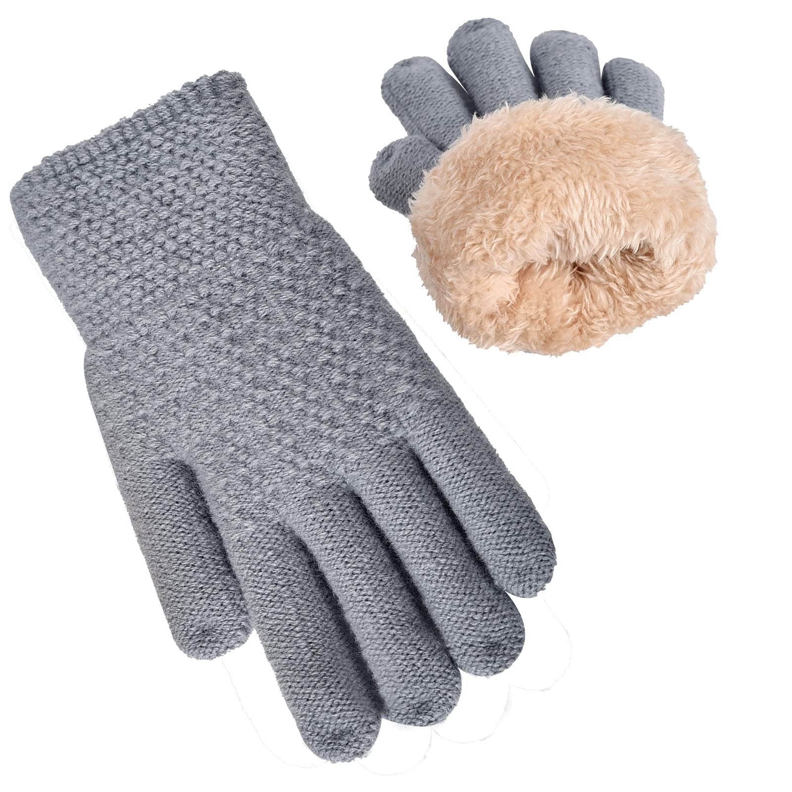 ZACPNCV Winter Gloves for Boys Girls Kids Warm Knit Thermal Cable ...