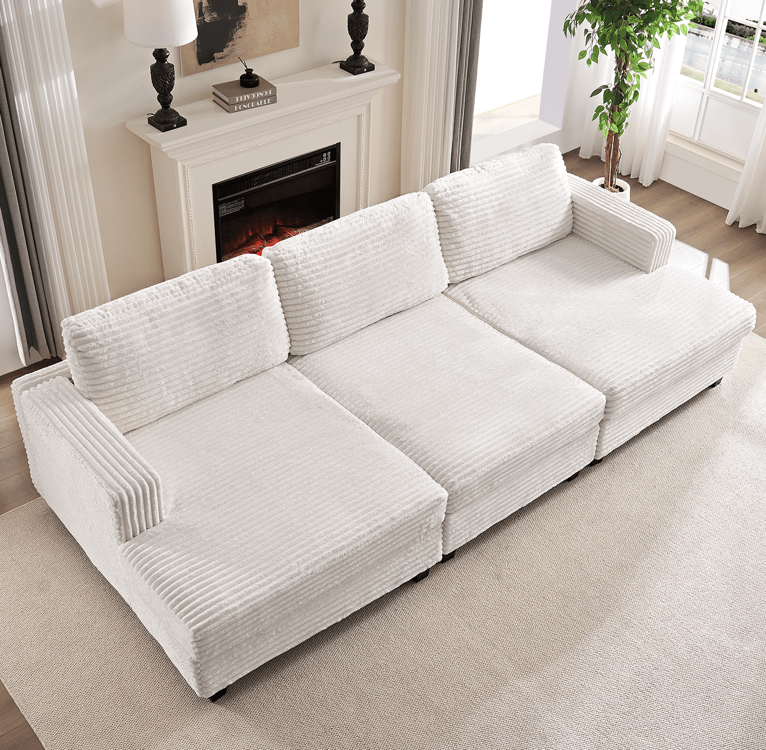 ZAFLY 120” Oversized Sectional sofa, Deep Seat Couch with Wider ...