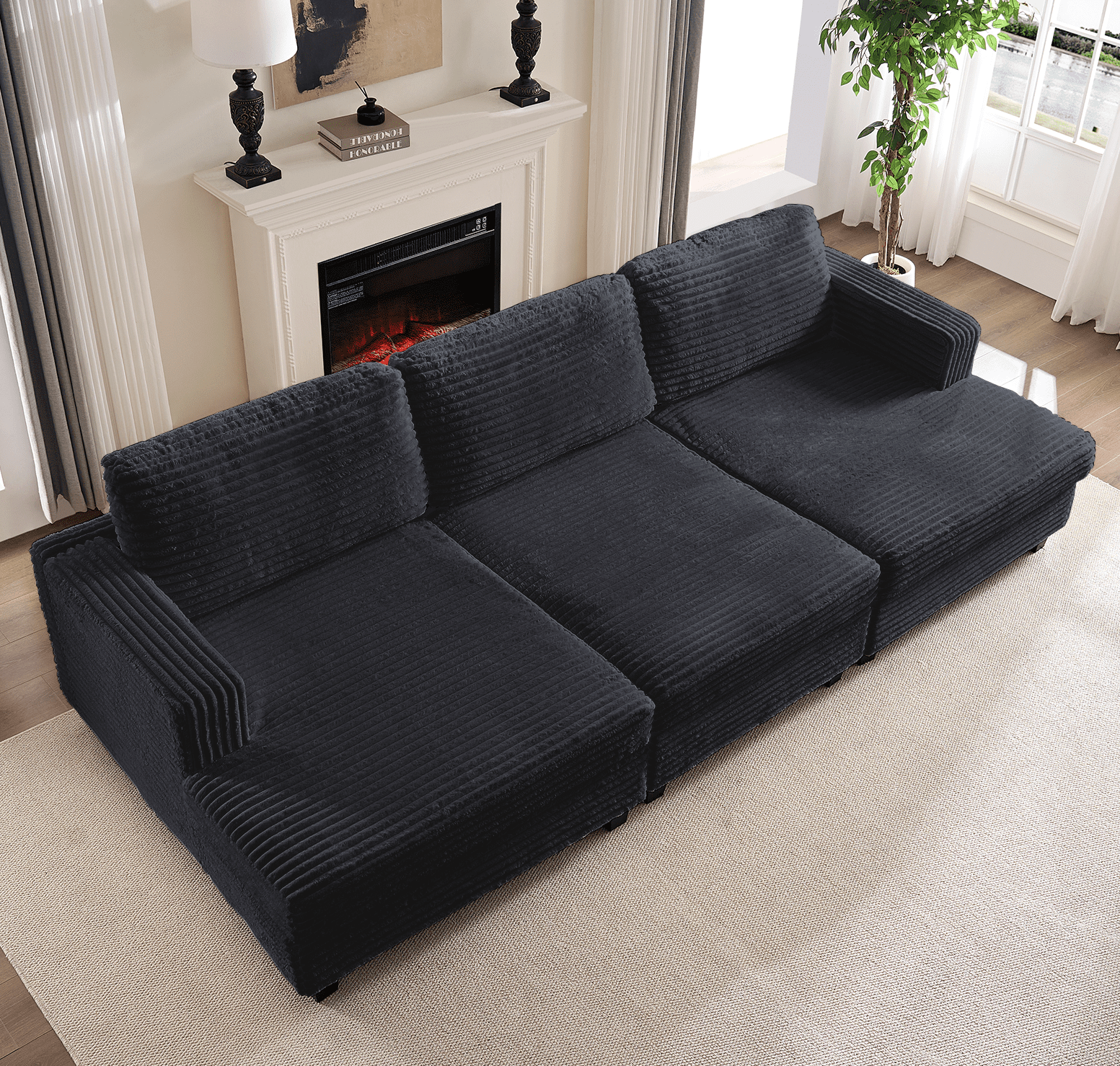 ZAFLY 120” Oversized Sectional sofa, Deep Seat Couch with Wider ...