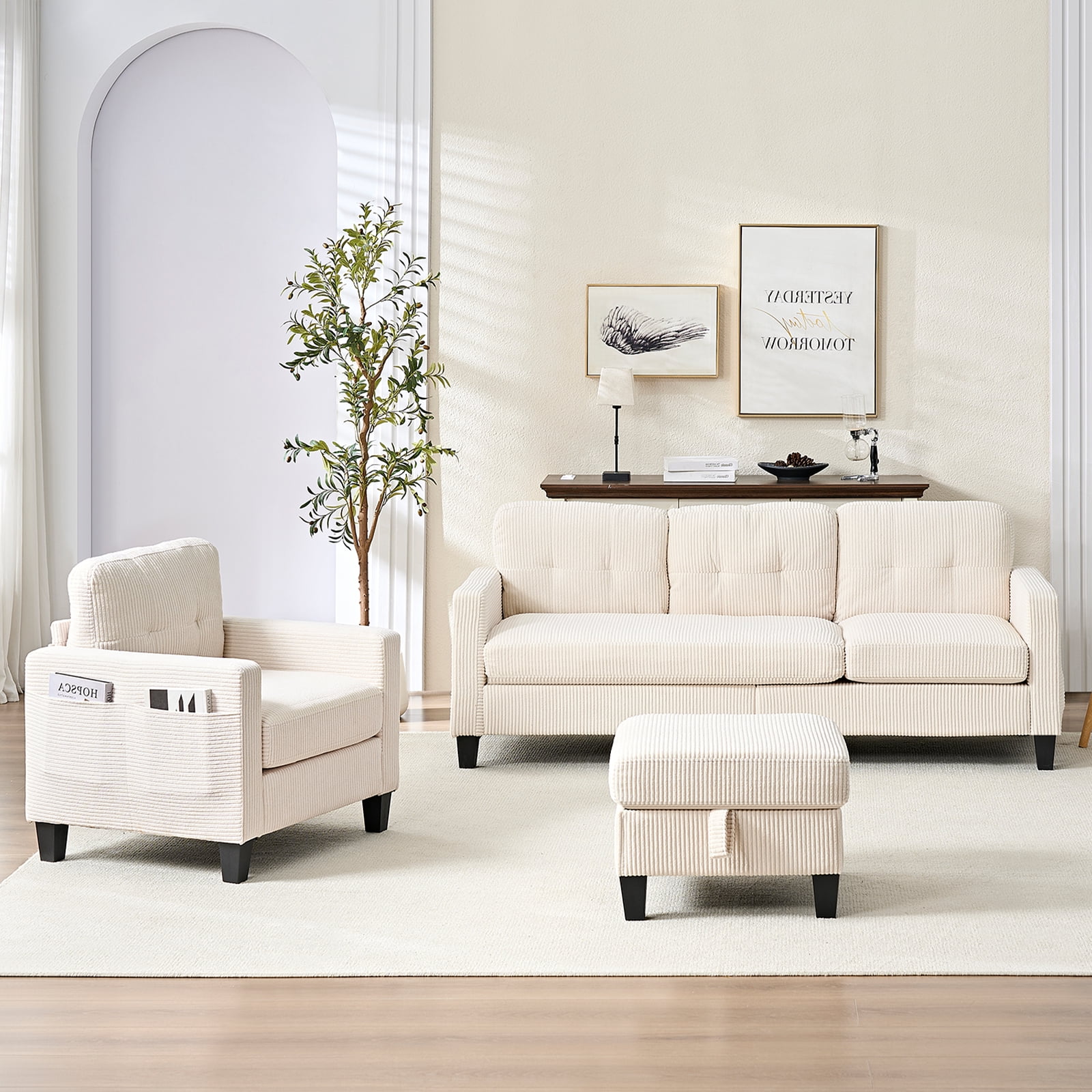 ZAFLY 2 Piece Sofa Sets, Living Room Furniture Set, Include Sectional ...