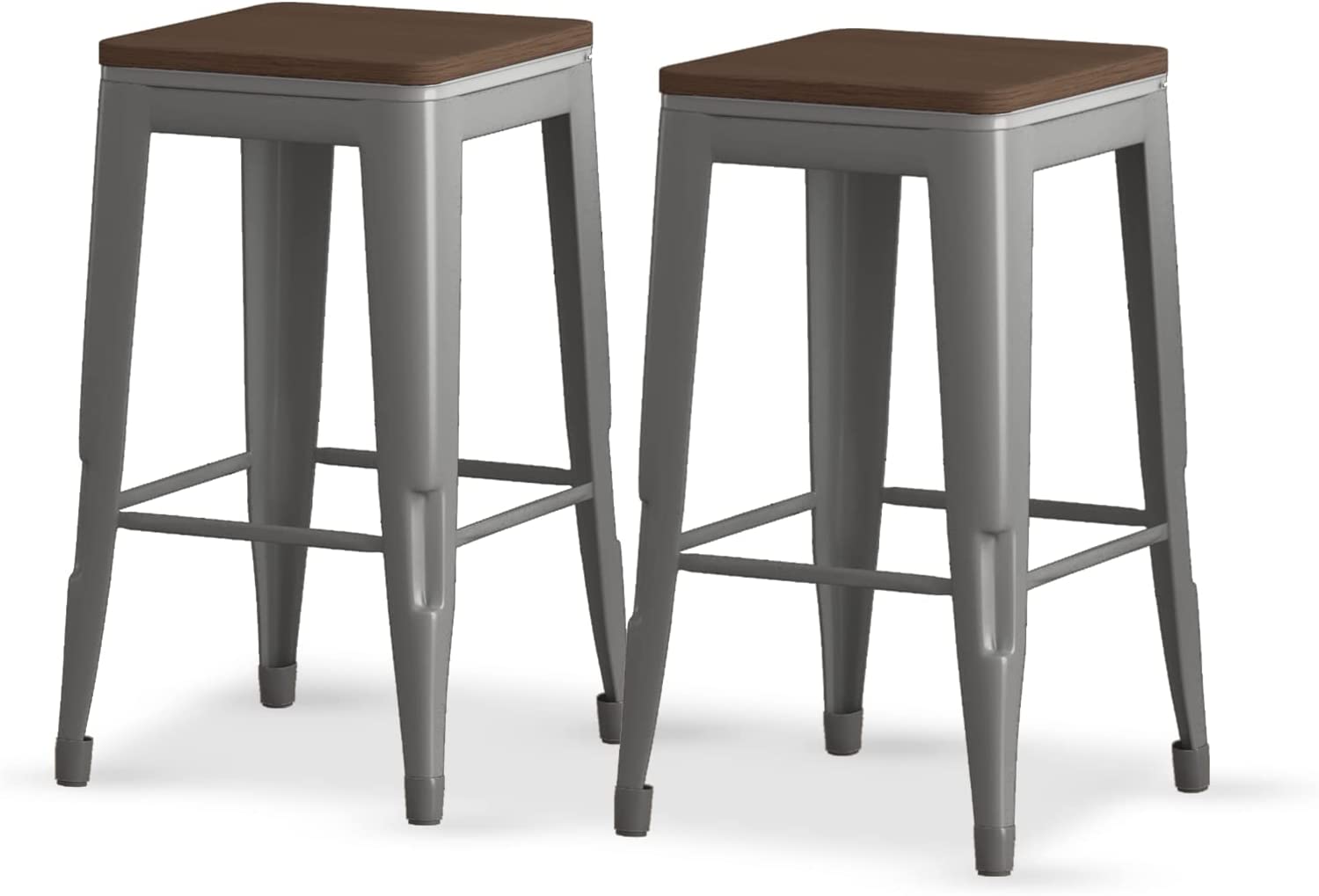ZAFLY 26" Backless Bar Stool, Industrial Style Counter Height Barstool ...