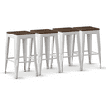 "ZAFLY 26"" Indoor/Outdoor Bistro Metal Bar Stool, Backless with Wood ...