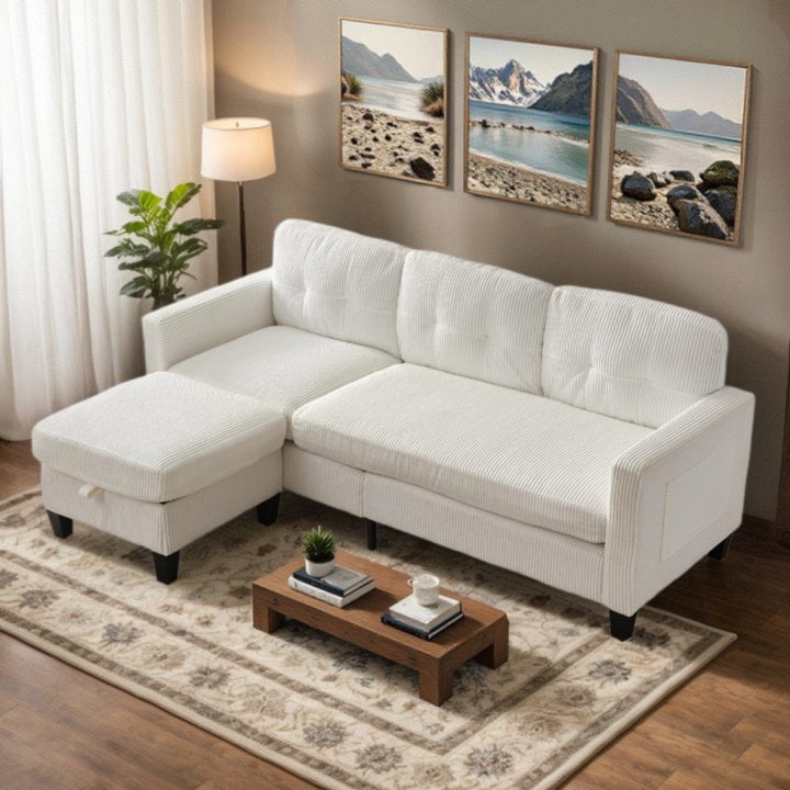 ZAFLY Small Sectional Sofa 78”,3 Seater for Apartments, with Storage ...