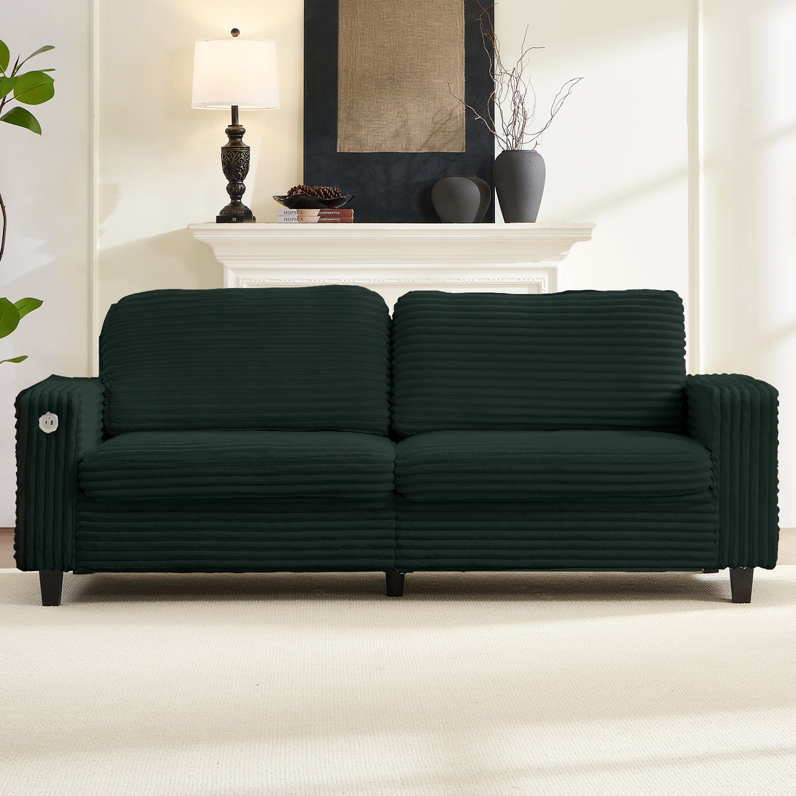 ZAFLY 85” Deep Seat Couch with USB Charging Port, Corduroy Oversized ...