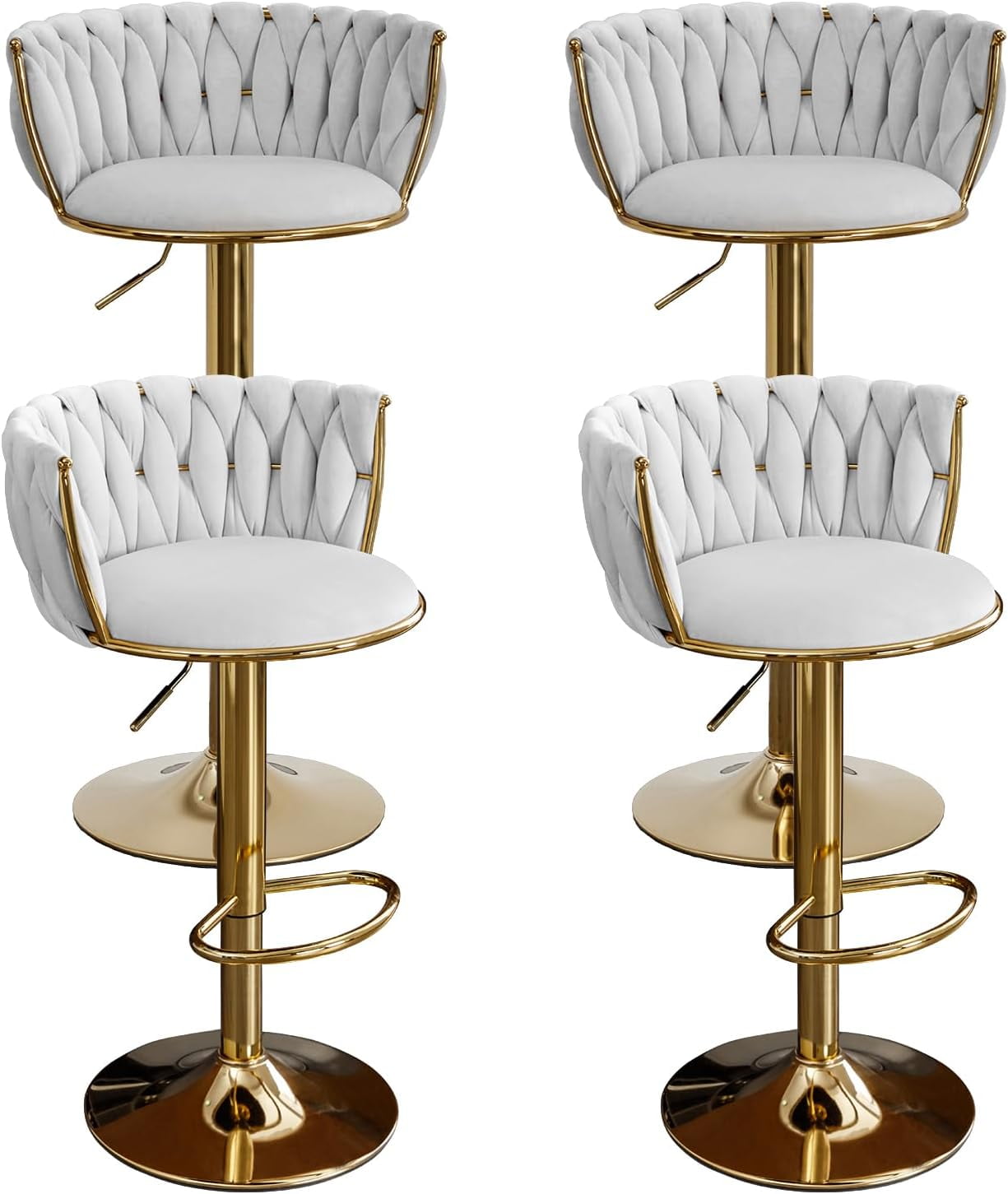 ZAFLY Adjustable Barstools, 360 Degree Swivel Bar Stool with Back at ...