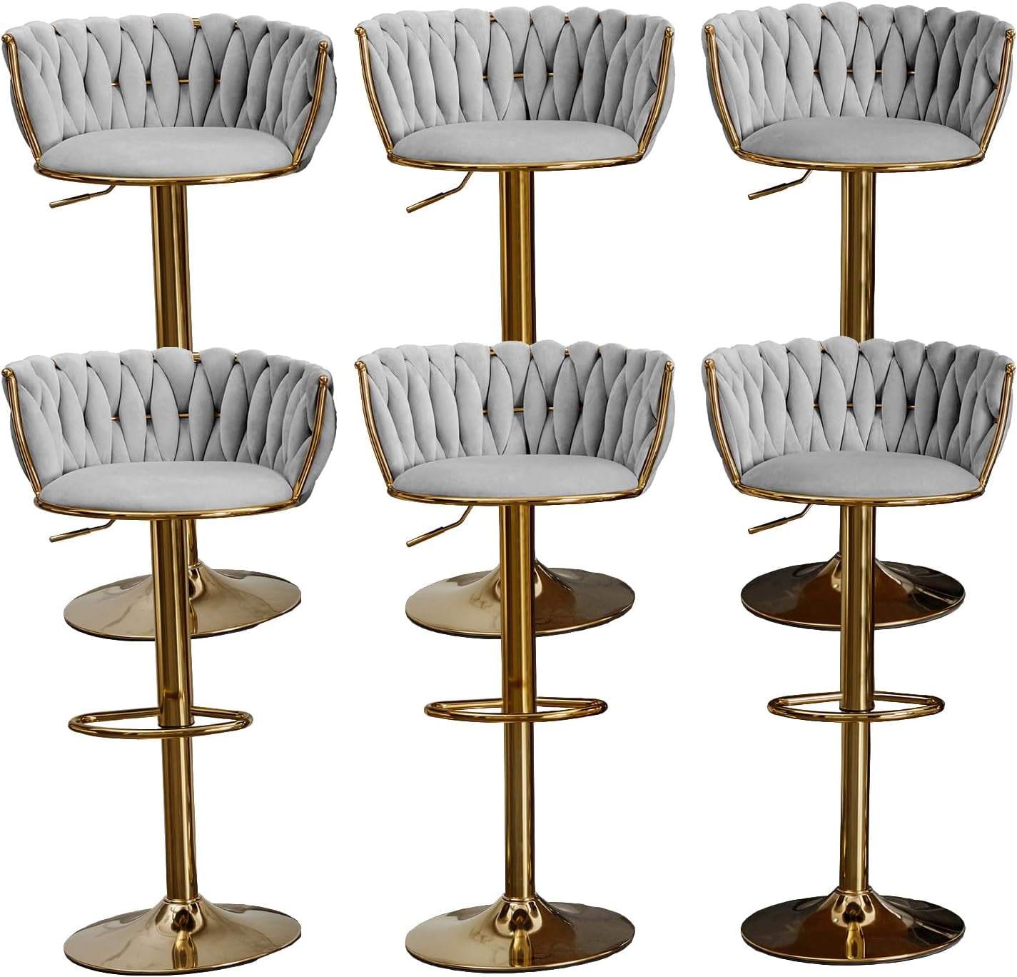 ZAFLY Adjustable Barstools, 360 Degree Swivel Bar Stool with Back at ...