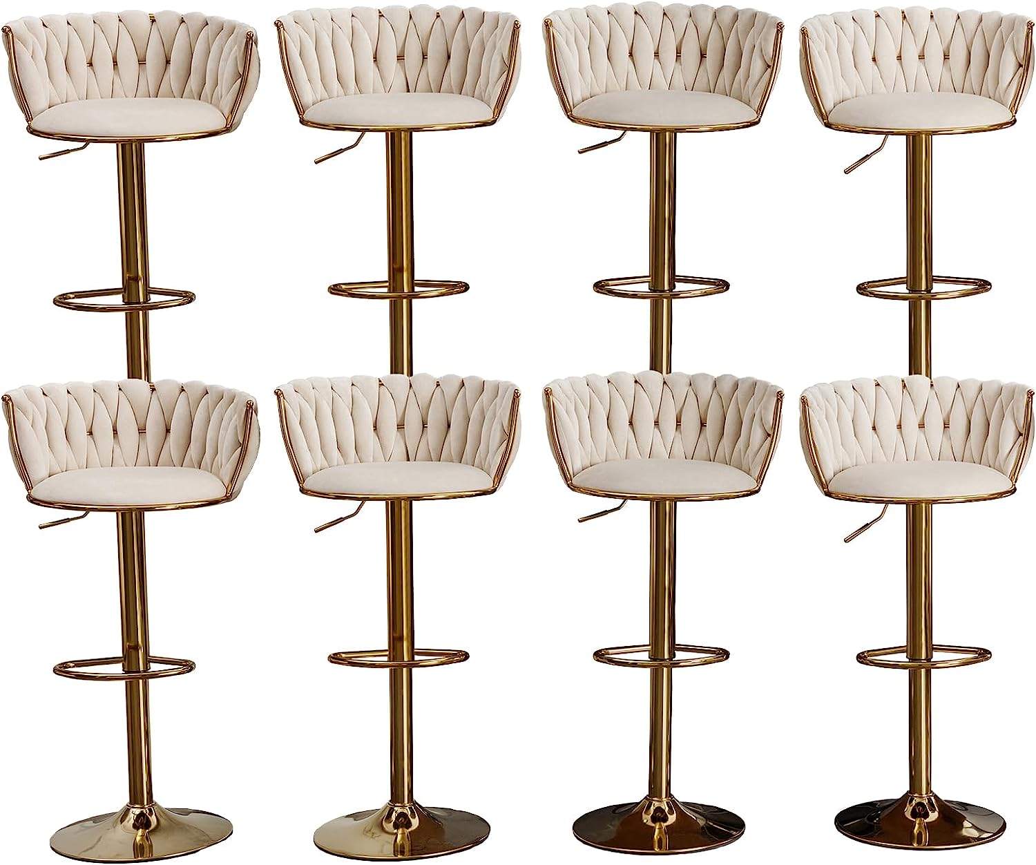 ZAFLY Adjustable Barstools, 360 Degree Swivel Bar Stool with Back at Counter Height Set of 8 ...