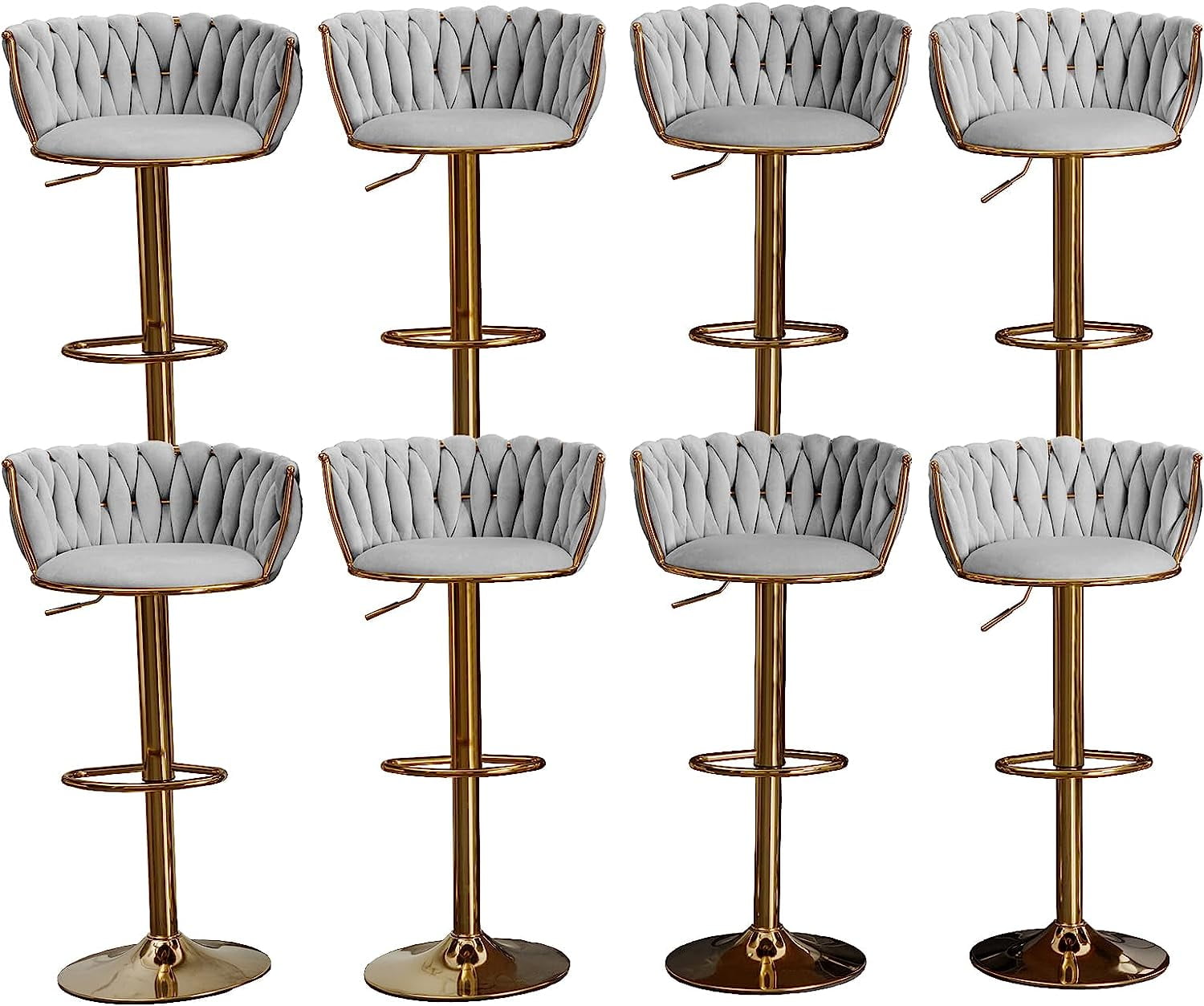 ZAFLY Adjustable Barstools, 360 Degree Swivel Bar Stool with Back at Counter Height Set of 8 ...
