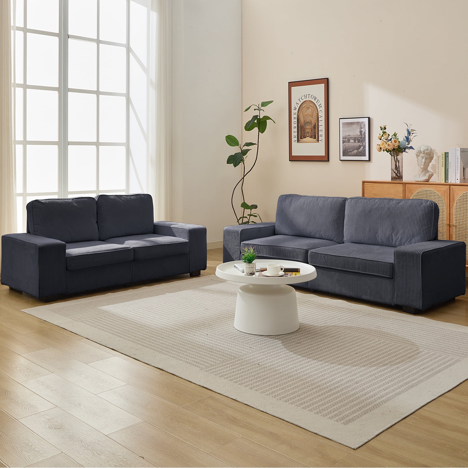 ZAFLY Couch and Loveseat Set, Modern Velvet Sofa Sets, 2PCS Living Room ...