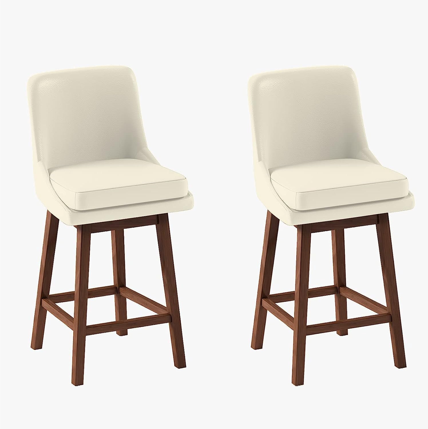 Zafly Modern Cream White Barstools 360° Swivel 26h Synthetic