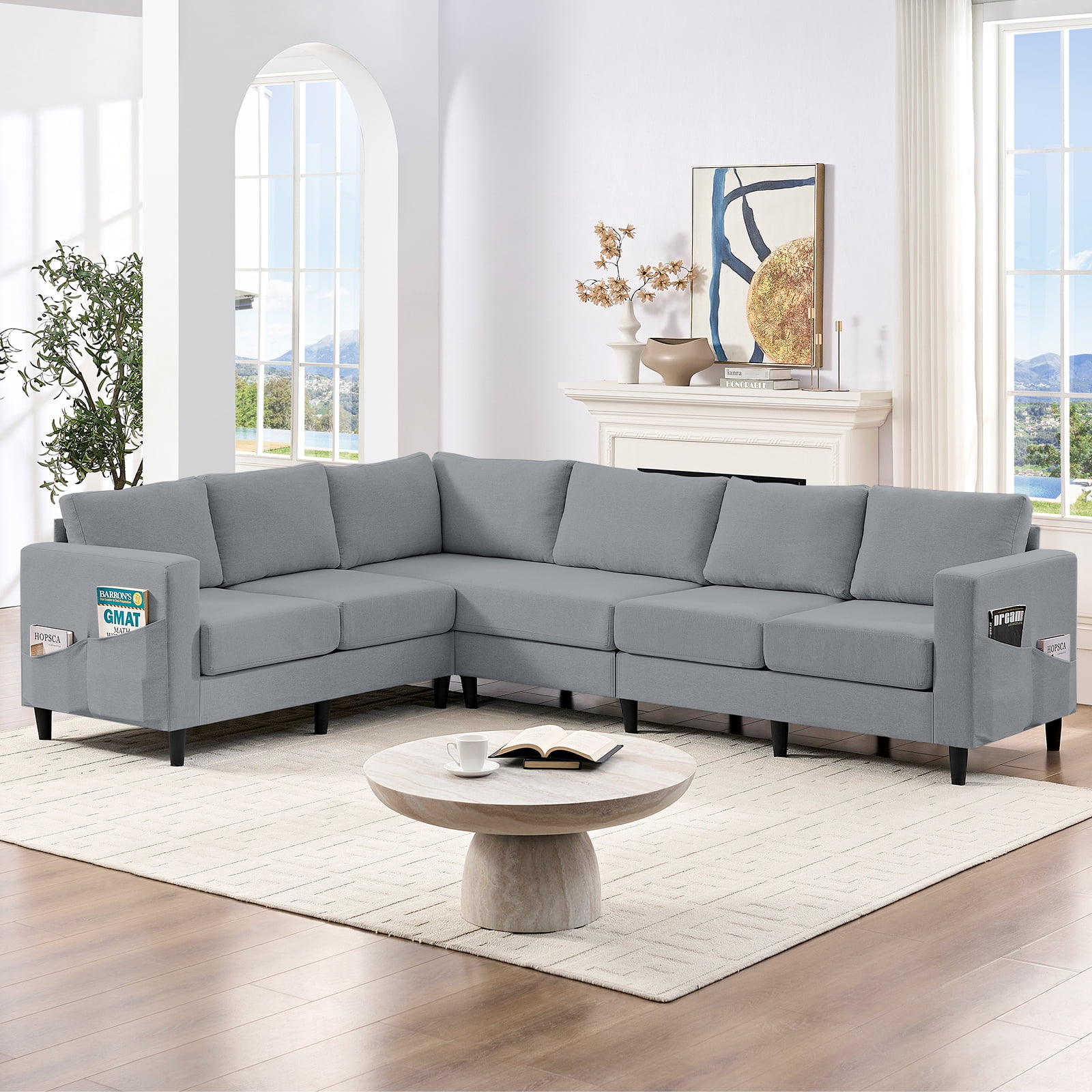 ZAFLY L-Shaped Couch, Sectional Corner Couches and Sofas with Linen ...