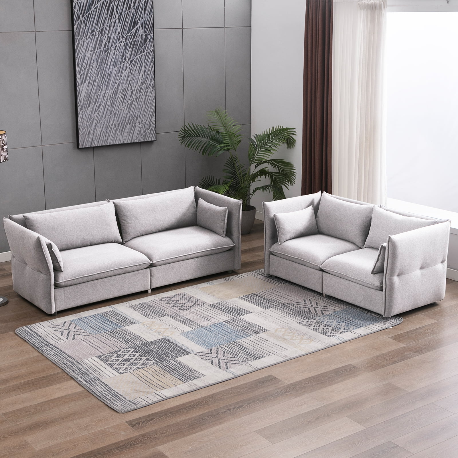 ZAFLY Living Room Sofa Set, Couch Sets with Pillows, Modern Sofa with ...