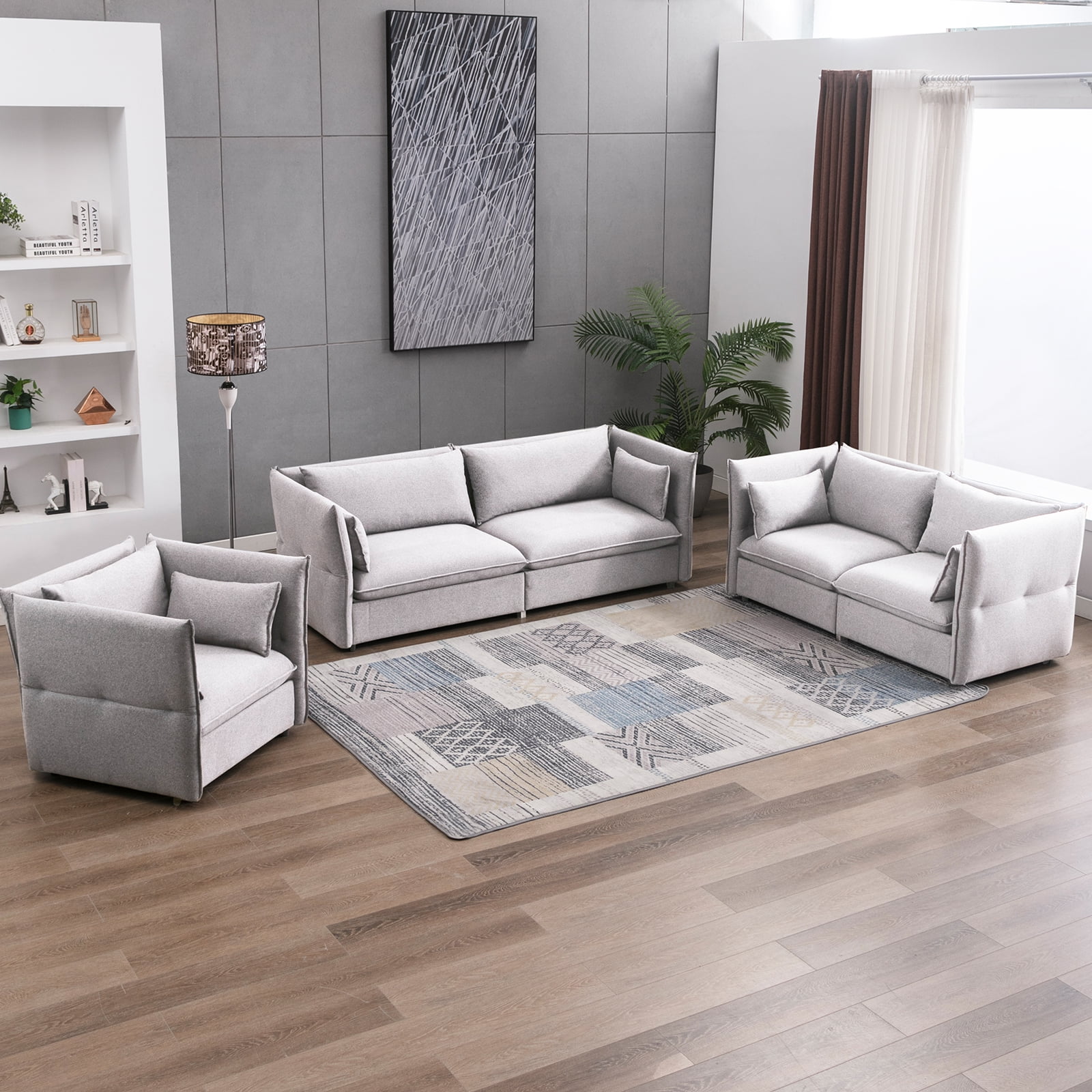 ZAFLY Living Room Sofa Set, Couch Sets with Pillows, Modern Sofa with ...