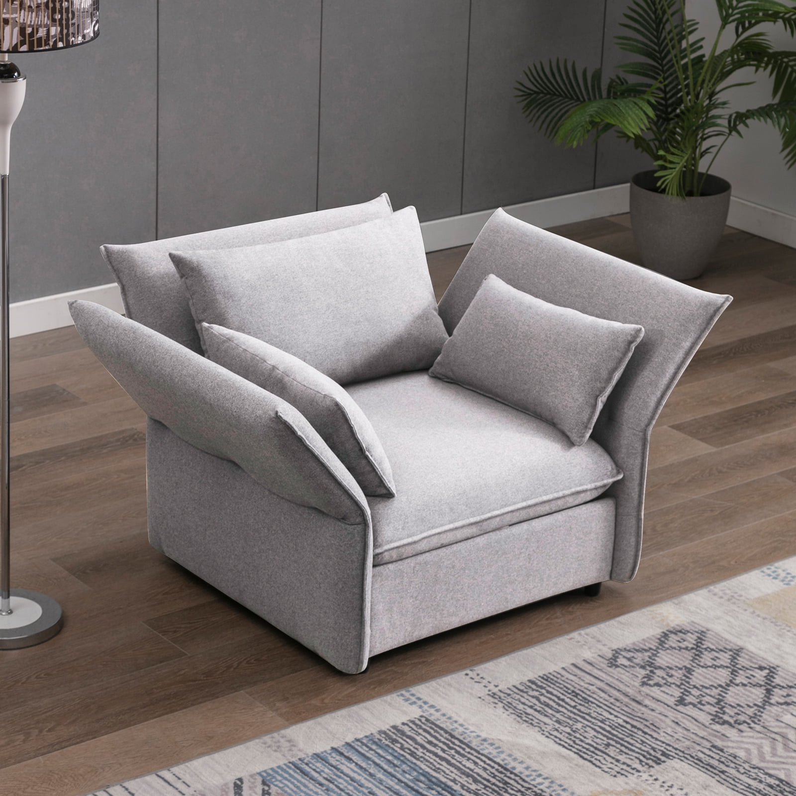 ZAFLY Living Room Sofa Set, Single Sofa with Pillows, Upholstered Couch ...