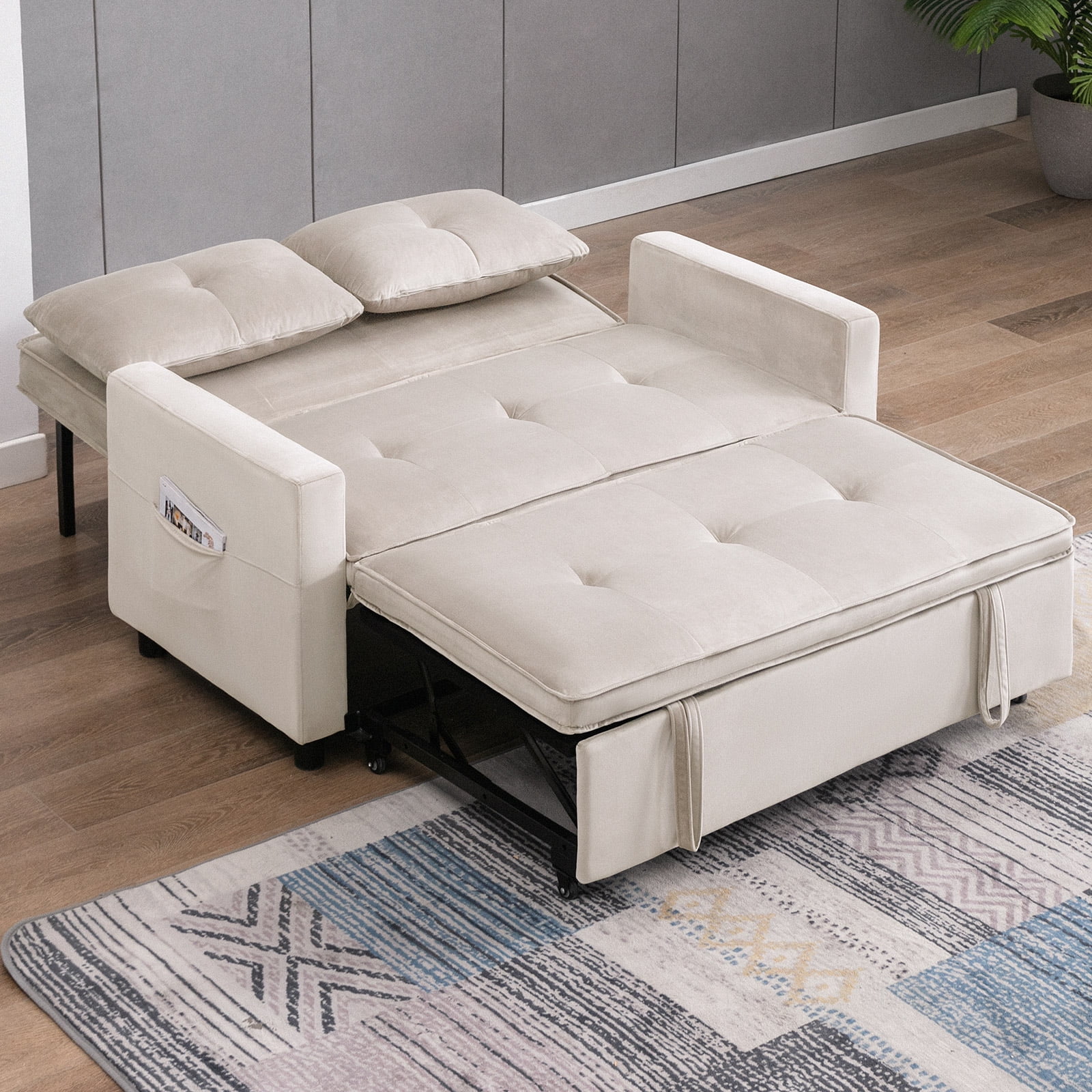 ZAFLY 2-Seater Pull Out Sofa Bed, Convertible Loveseat, Ideal for Small ...