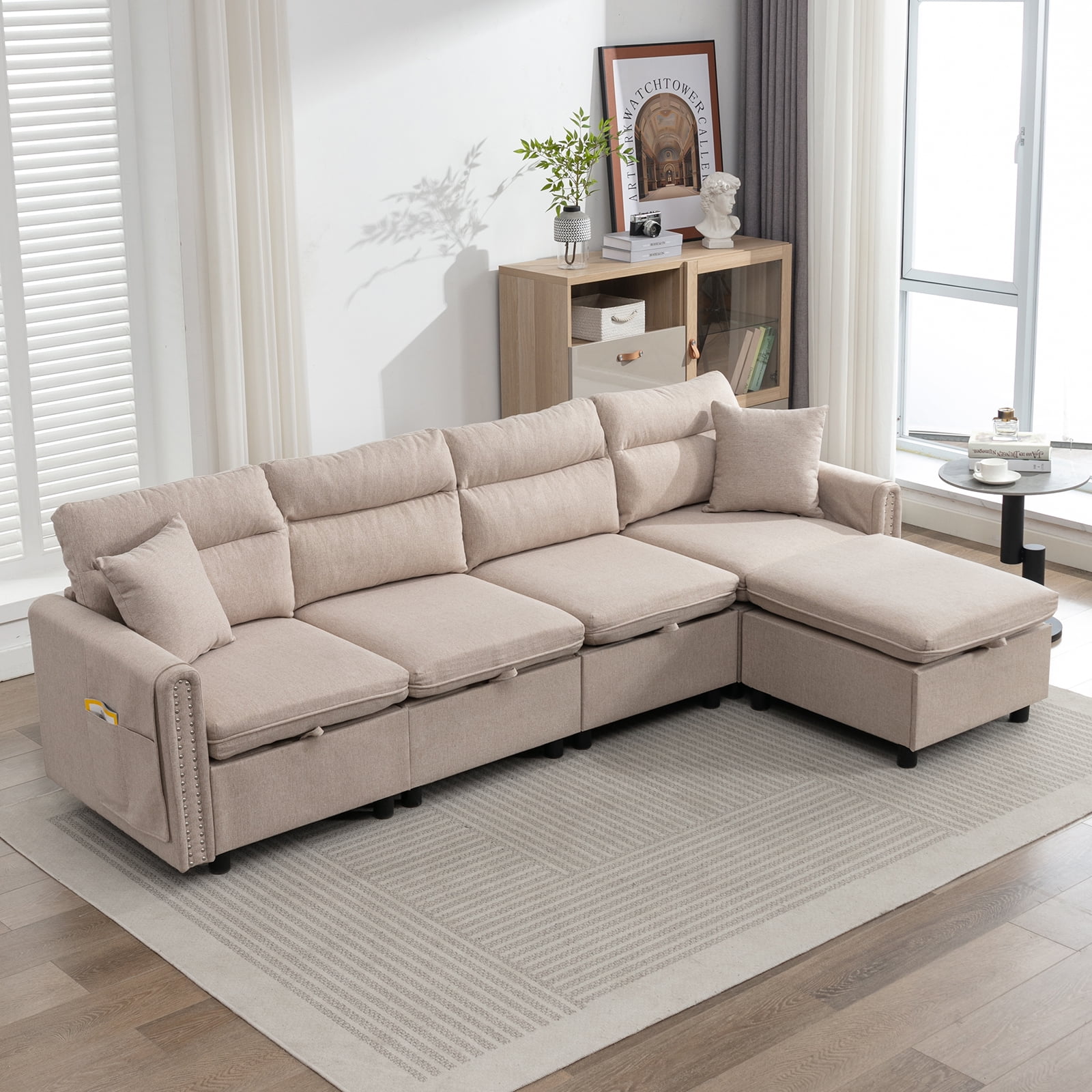 ZAFLY Sectional Sofa with Flexible Combinations, Convertible U/L-Shaped ...
