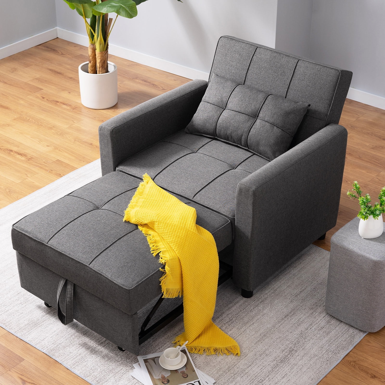 ZAFLY Single Sofa Bed with 3 Adjustable Inclinations | Convertible ...