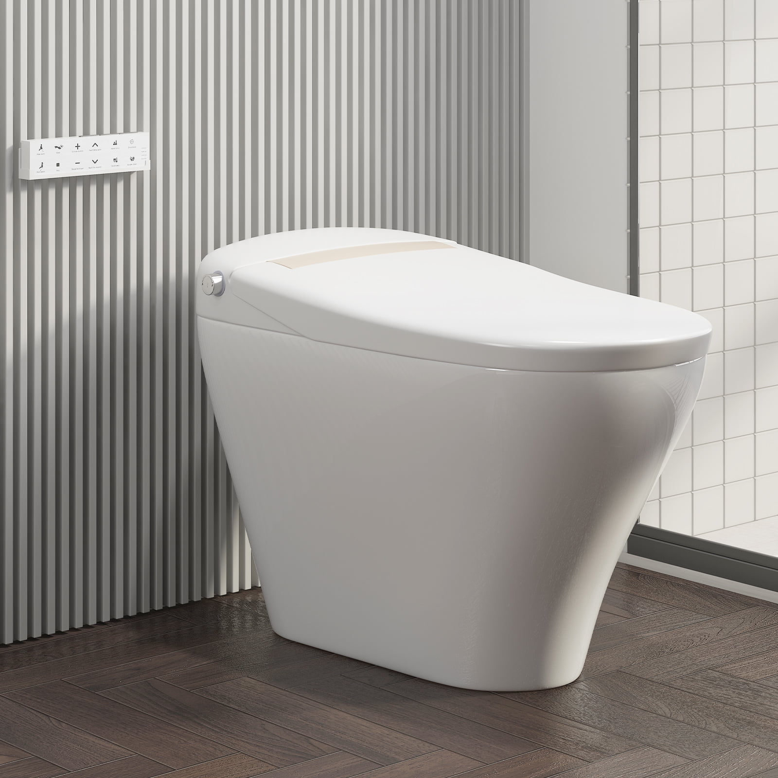 ZAFLY Smart Toilet, Remote Control Bidet Toilet, One Piece Toilet with ...