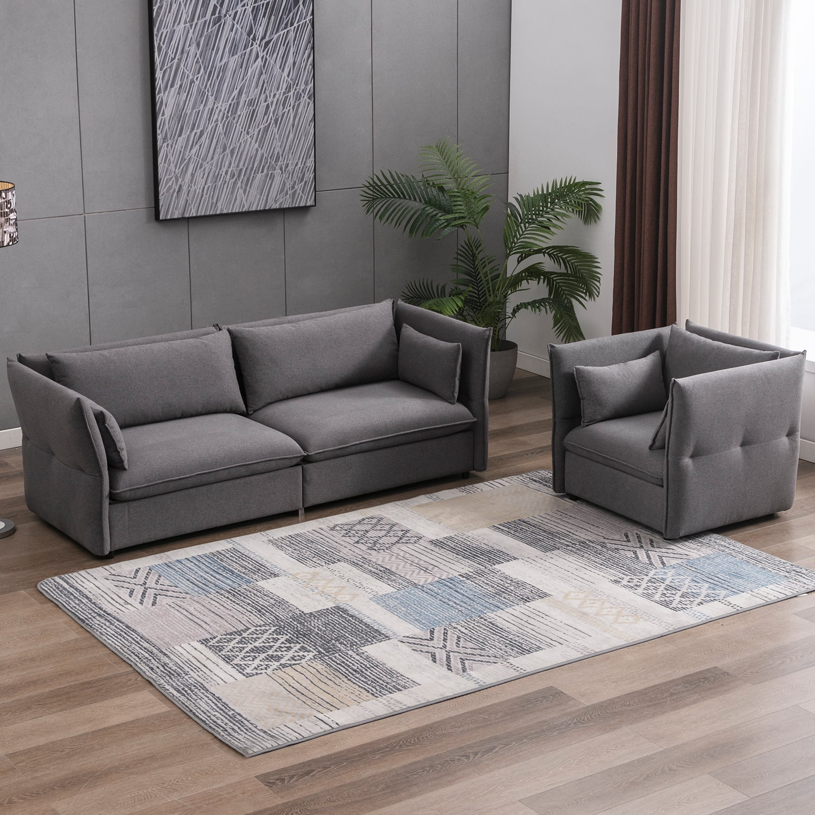ZAFLY Sofa Set for Living Room, Couch Sets with Pillows, Modern Sofa ...