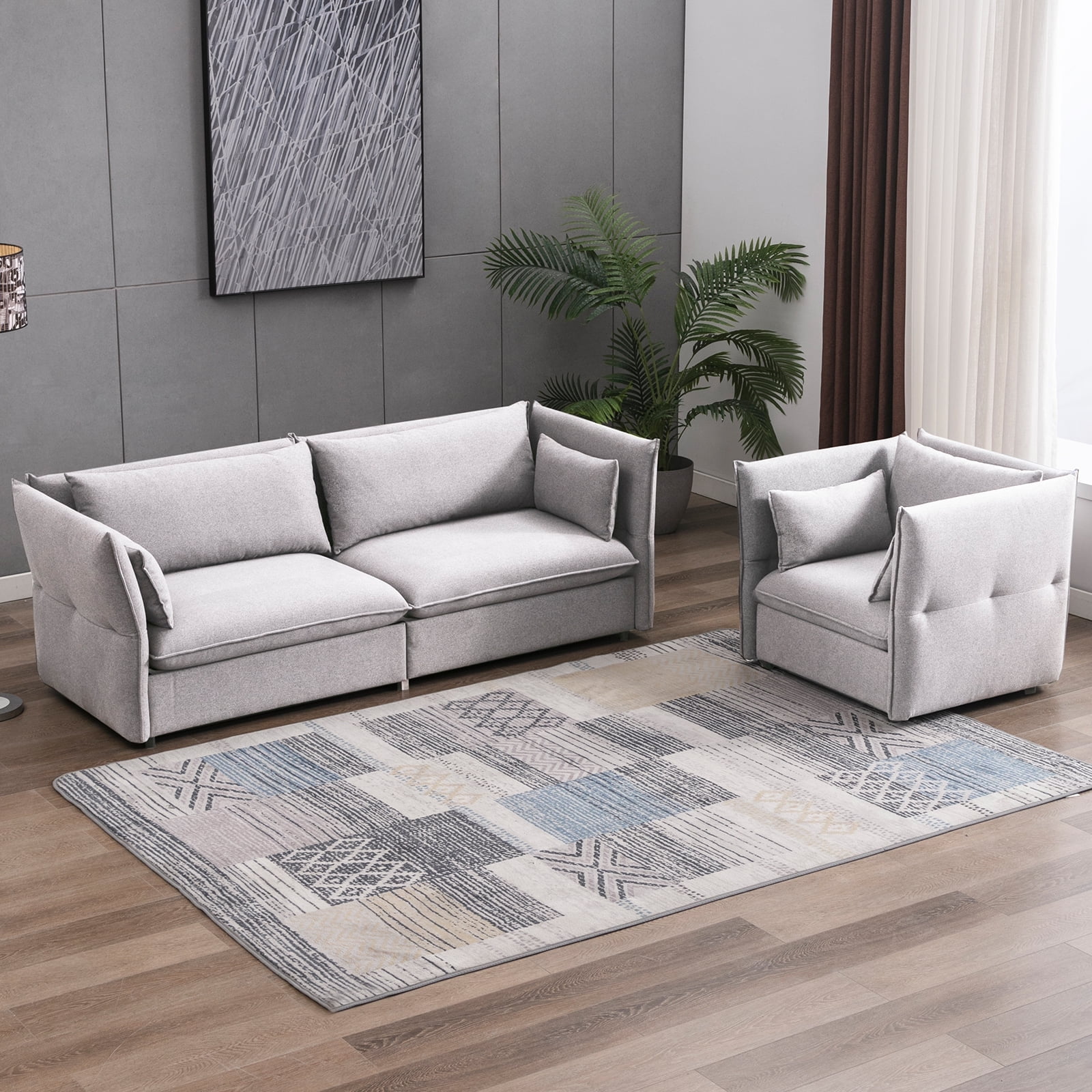 ZAFLY Sofa Set for Living Room, Couch Sets with Pillows, Modern Sofa ...