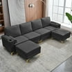 Hommoo Couch Sofa Set, Modern L-Shaped Sofa for Living Room, Flannel ...