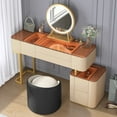 ZAFLY Vanity Set with LED Light Mirror, Makeup Vanities with Drawers ...
