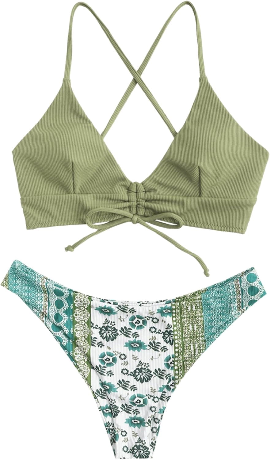 Women's Sexy Triangle Bikini Set Floral Print Spaghetti Strap 2 Piece ...