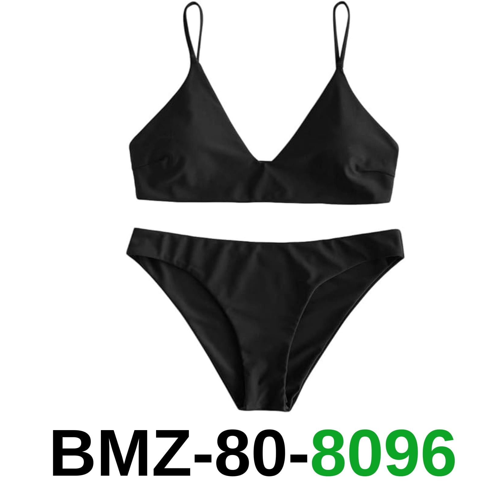 ZAFUL Women's Solid Spaghetti Strap Bralette Bikini Set Two Piece Swimsuit, M (Cup Size:Size-M ...