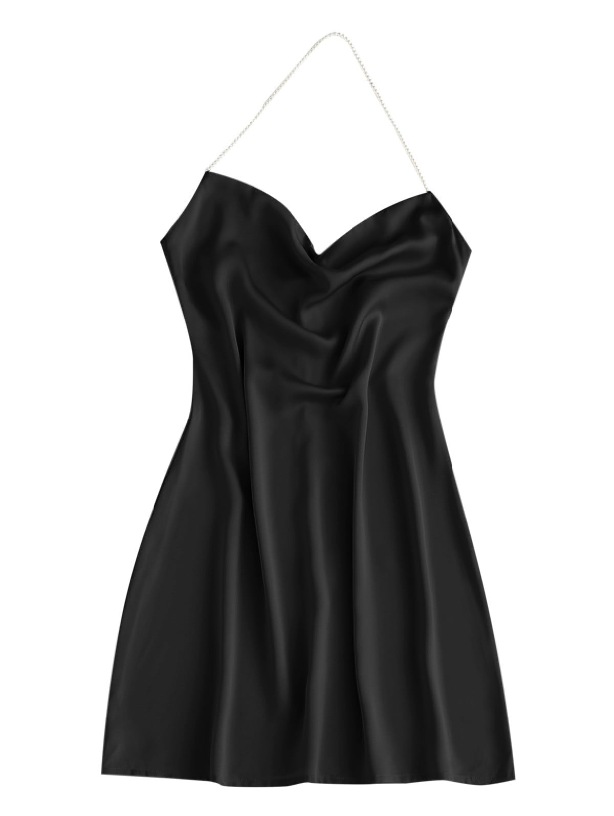 Zaful For Women Sexy Prom Dress Cocktail Evening Dress Halter Faux Pearl Mini Party Dress Black