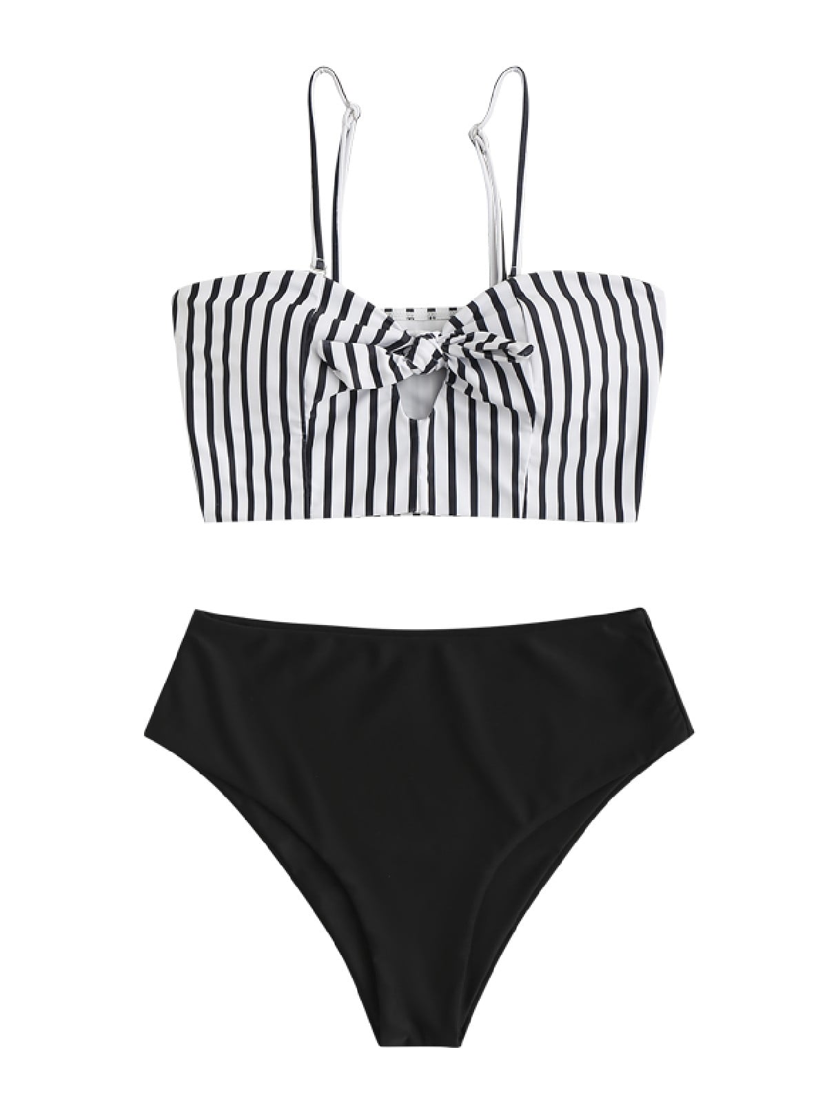 ZAFUL for Women Swimsuit or Bikini Set Tied Keyhole Striped Tankini ...