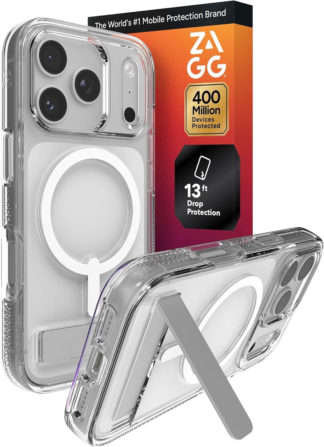 ZAGG Crystal Palace Case with Kickstand for iPhone 17 Pro - Clear Drop ...