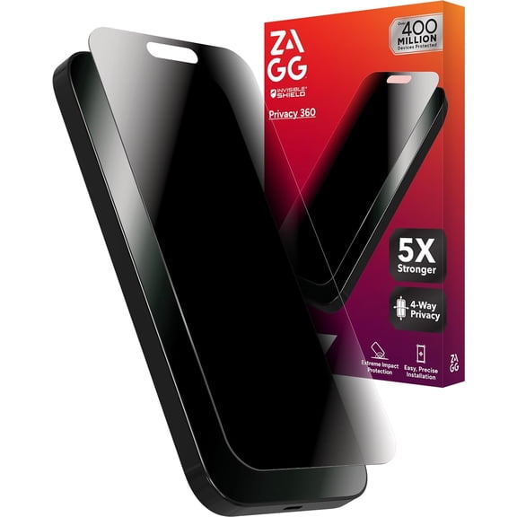 ZAGG Glass Elite Privacy 360 Screen Protector for iPhone 16 Pro Max ...