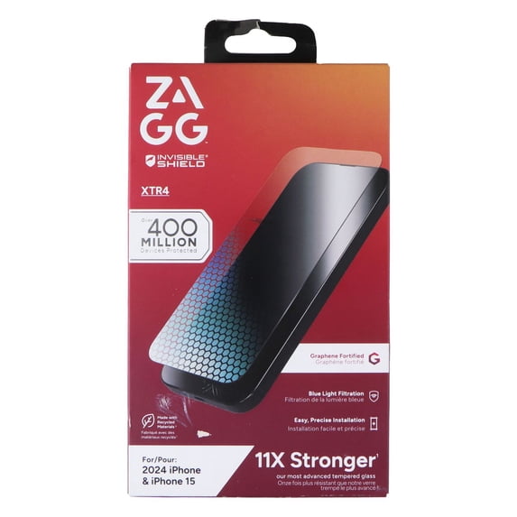 ZAGG Invisible Shield Screen Protector, Glass XTR4, iPhone 16/15, Blue ...