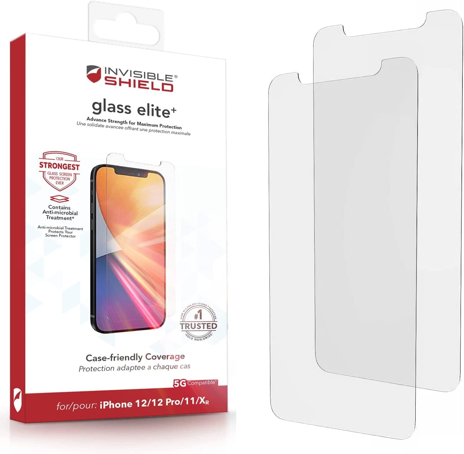ZAGG InvisibleShield Glass Elite+ for iPhone 12/12 PRO, 2 Pack, Strong ...