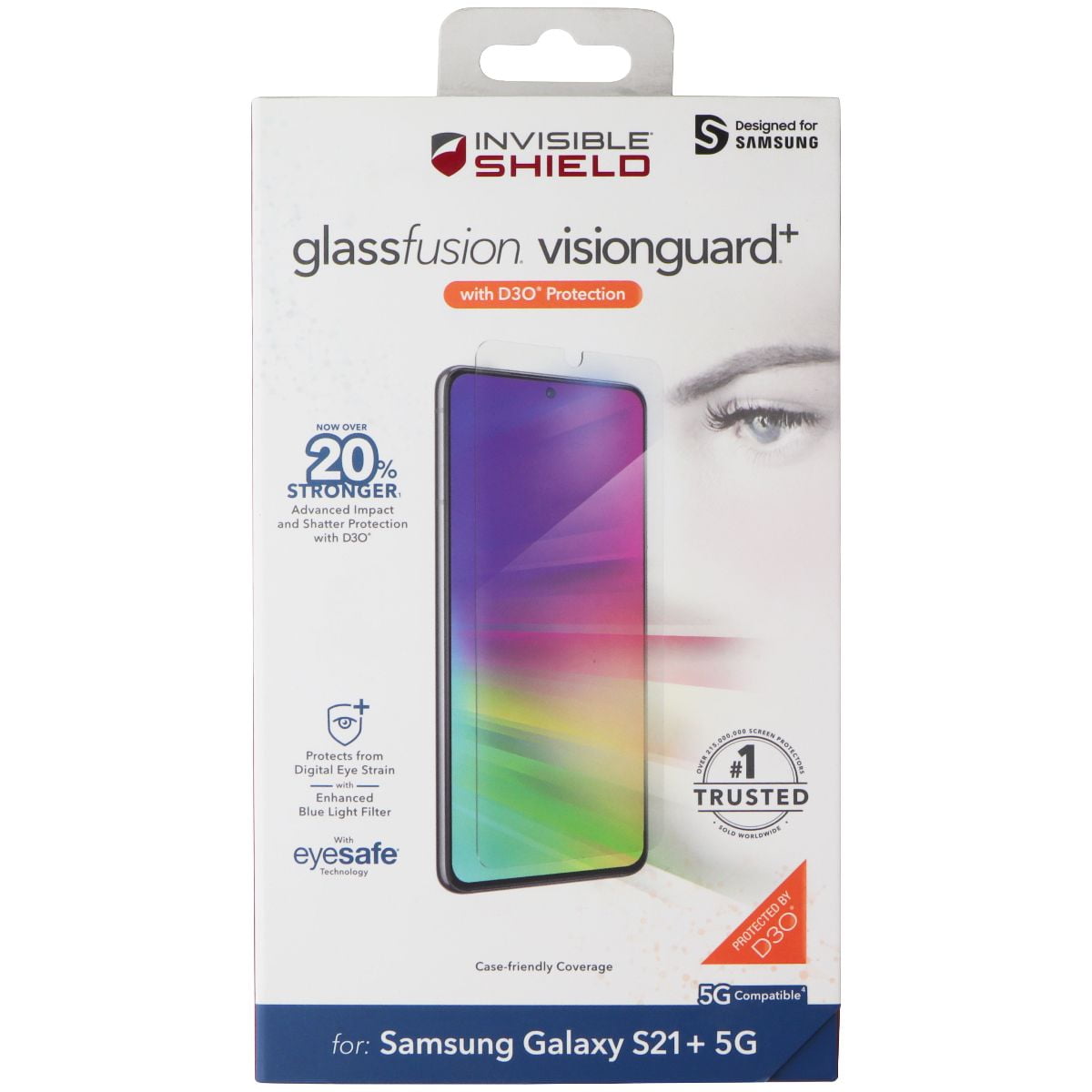 ZAGG InvisibleShield GlassFusion VisionGuard+ D30 Screen for Galaxy S21 ...