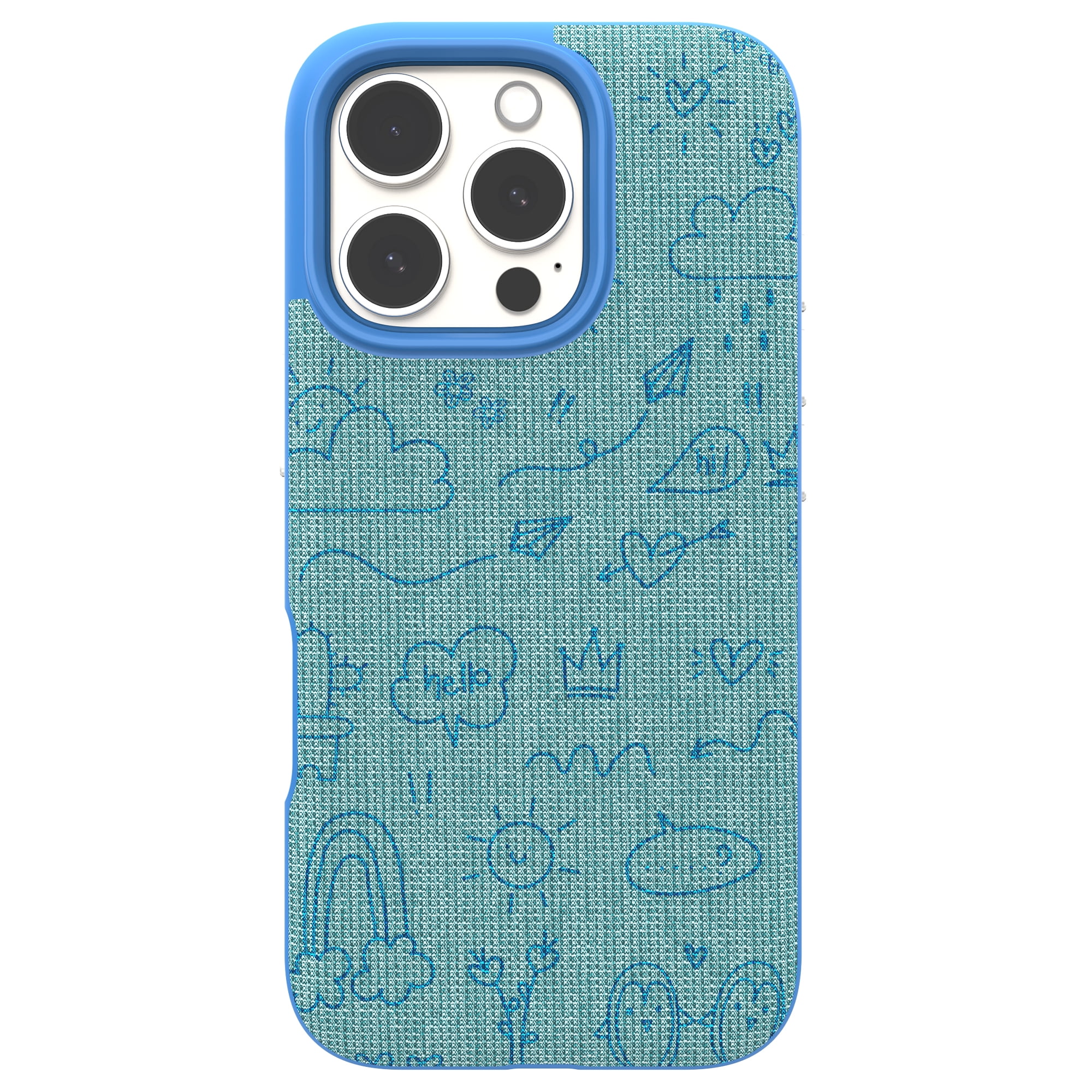 ZAGG London Snap Case for iPhone 16 Pro Blue Embroidered Doodle Design ...
