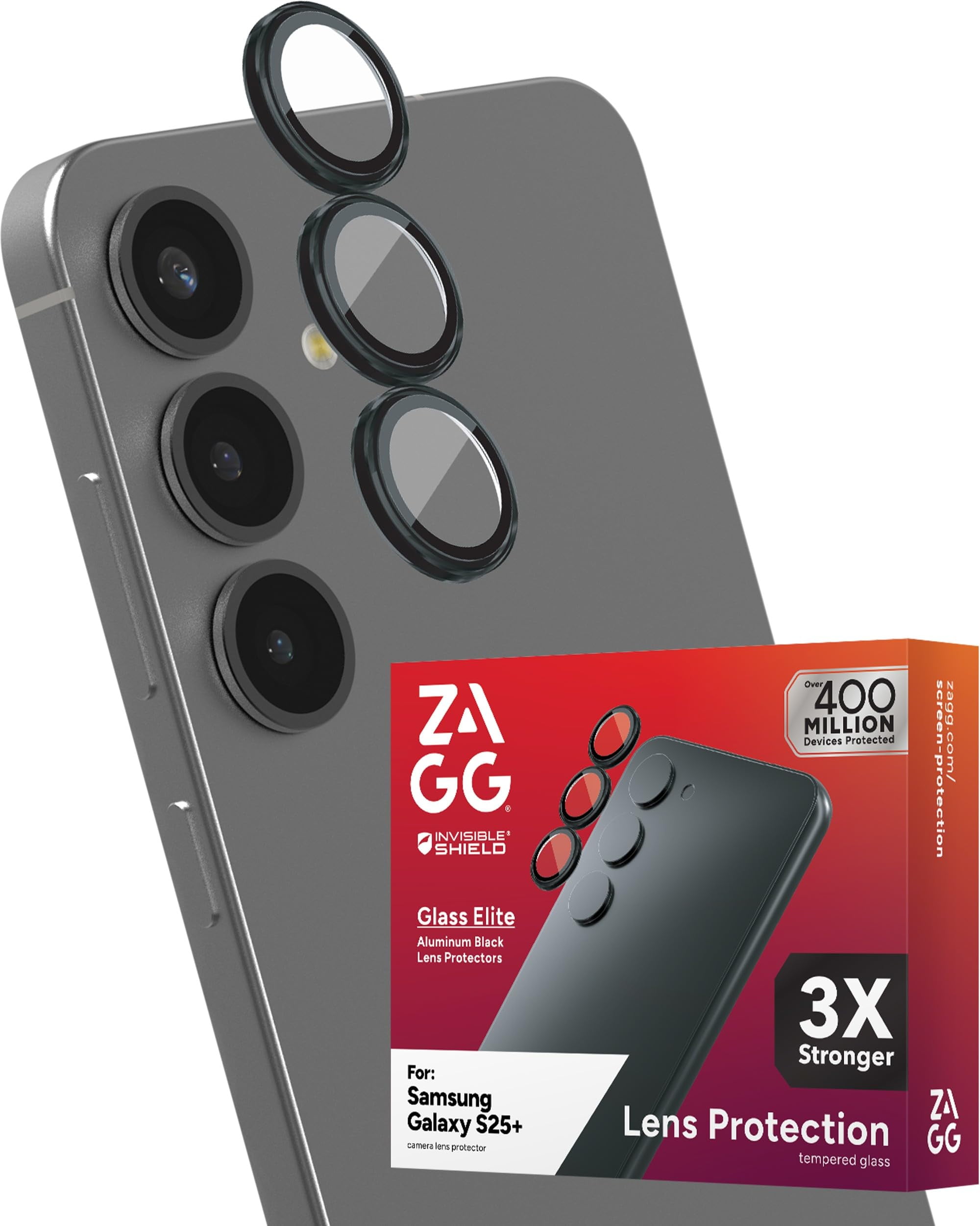 ZAGG ZGGE-S25 Plus Aluminum Black Lens Protect Glass Elite CLER ...