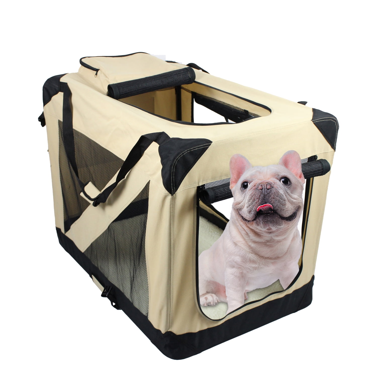 ZAKAPAWS Collapsible Soft Dog Crate, 30'' Portable 3 Door Dog Kennel ...